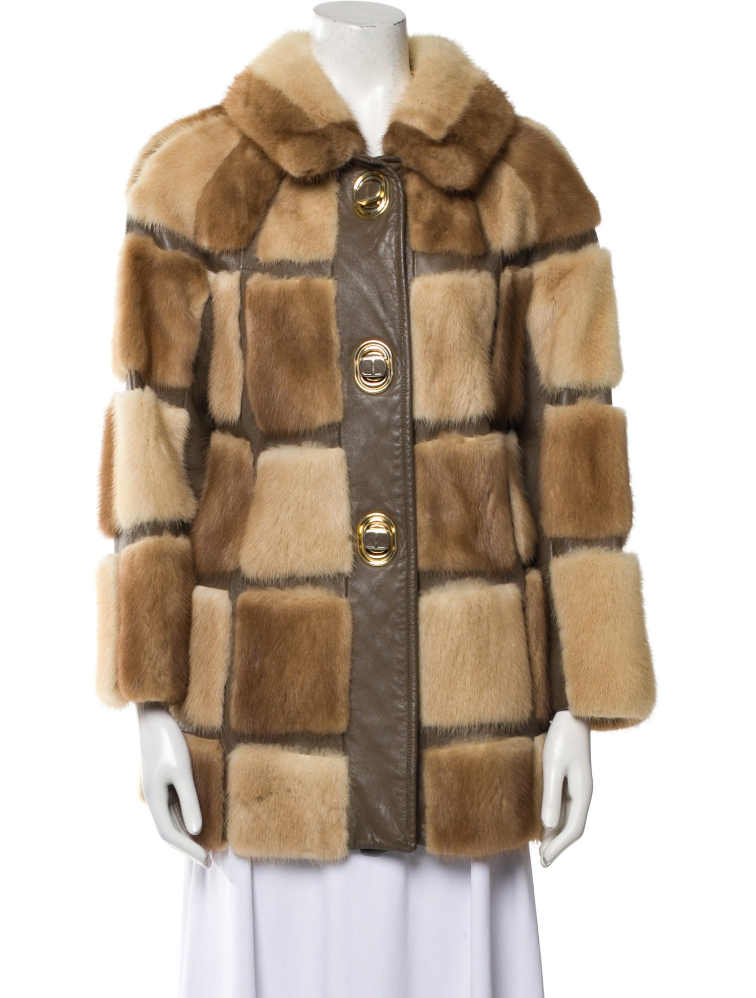 Koslow's Leather Colorblock Pattern Faux Fur Coat - Coats, Clothing ...