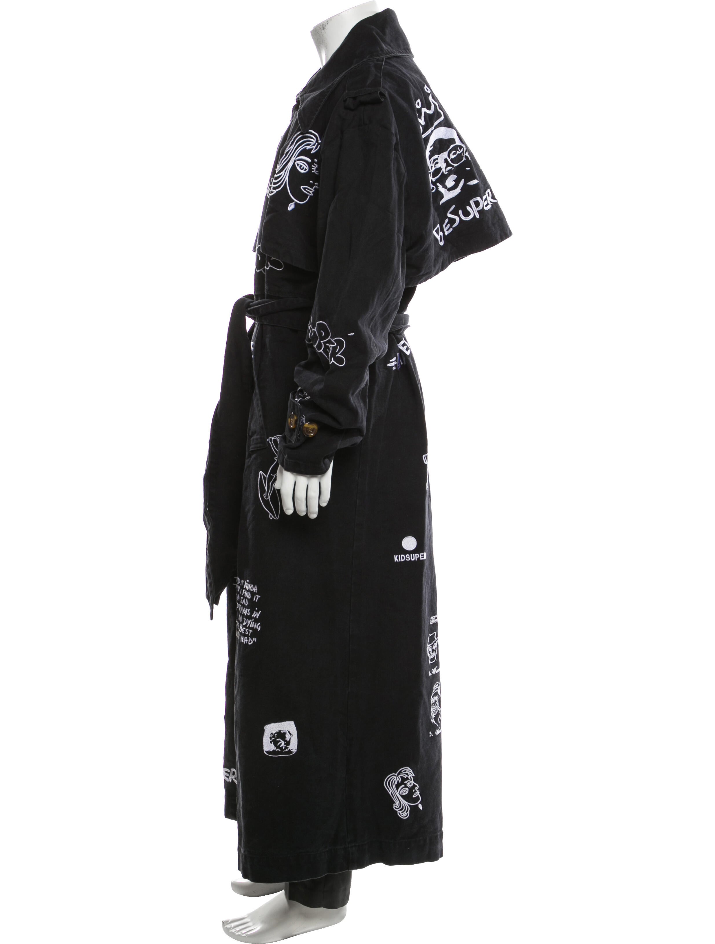 KidSuper Graphic Print Trench Coat - Black Outerwear, Clothing ...