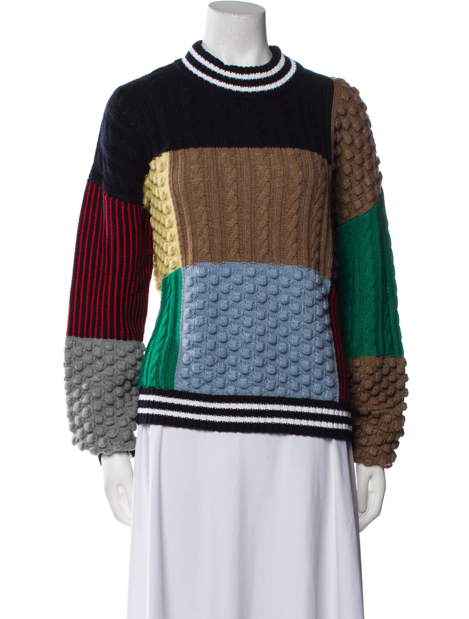 Kule Colorblock Pattern Mock Neck Sweater w/ Tags - Blue Knitwear ...