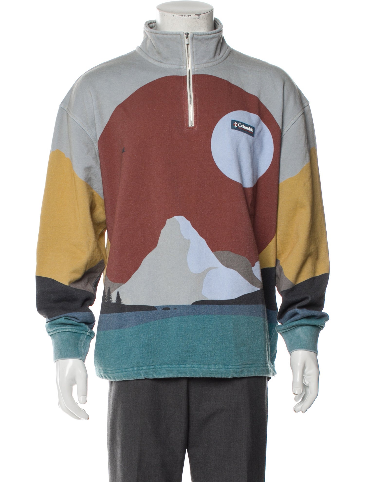 Kith x Columbia Colorblock Pattern Mock Neck Pullover - Blue Sweaters ...
