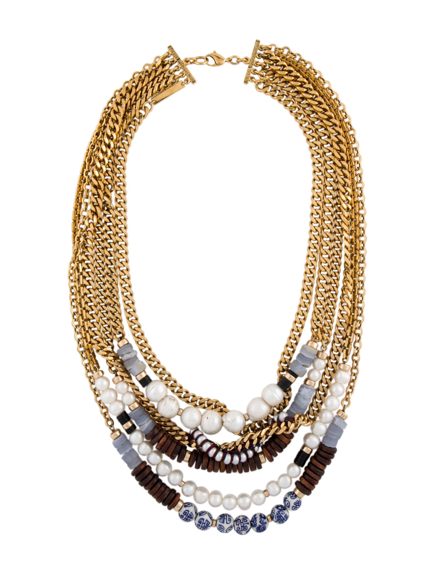 Lizzie Fortunato Pearl, Wood, Ceramic & Bead Multistrand Necklace ...