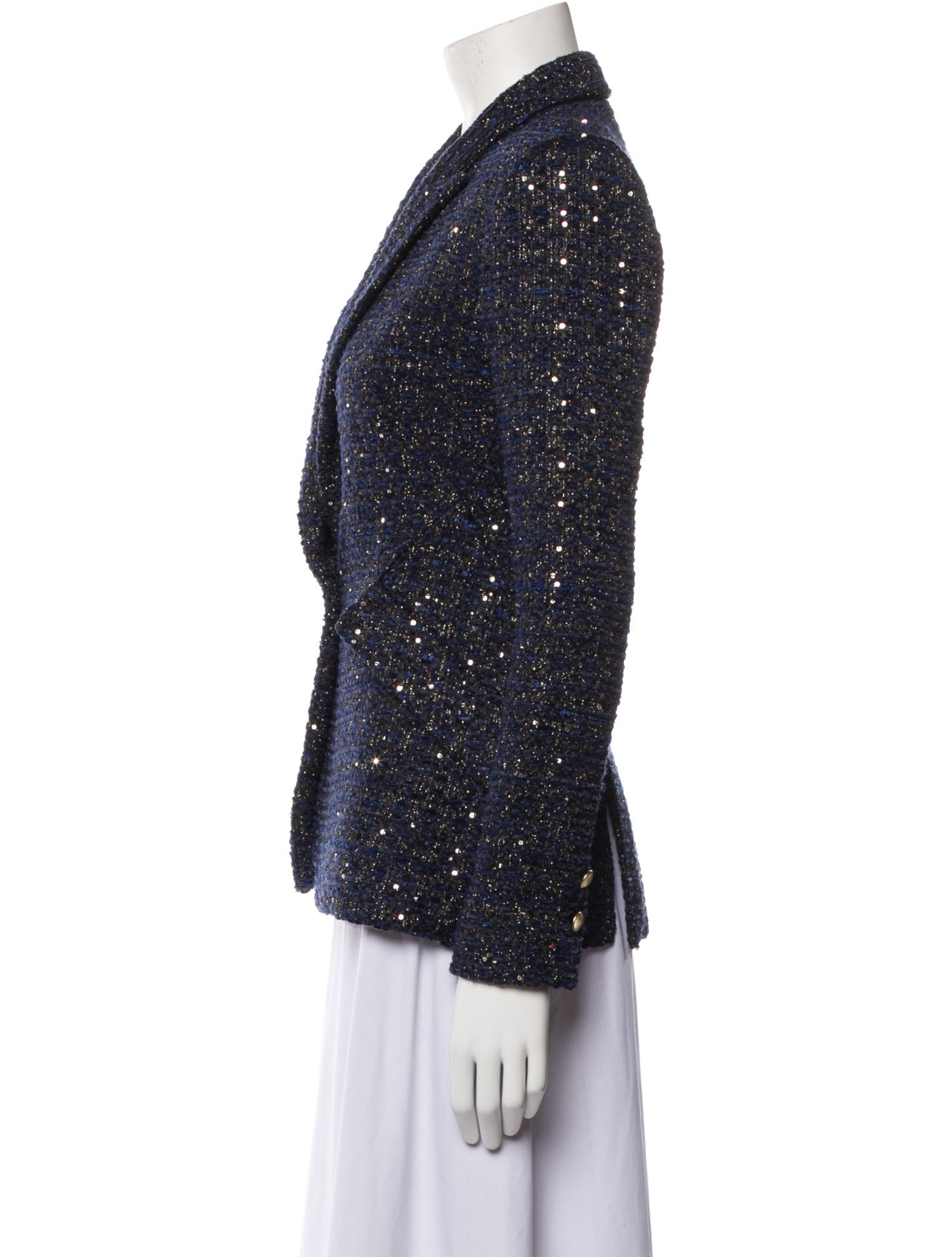 L'Agence Tweed Pattern Blazer - Blue Jackets, Clothing - WL3123038 ...