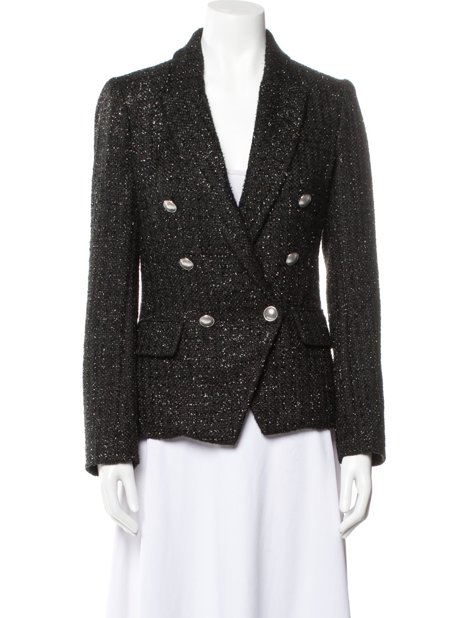 L'Agence Tweed Pattern Blazer - Blue Jackets, Clothing - WL3123038 ...