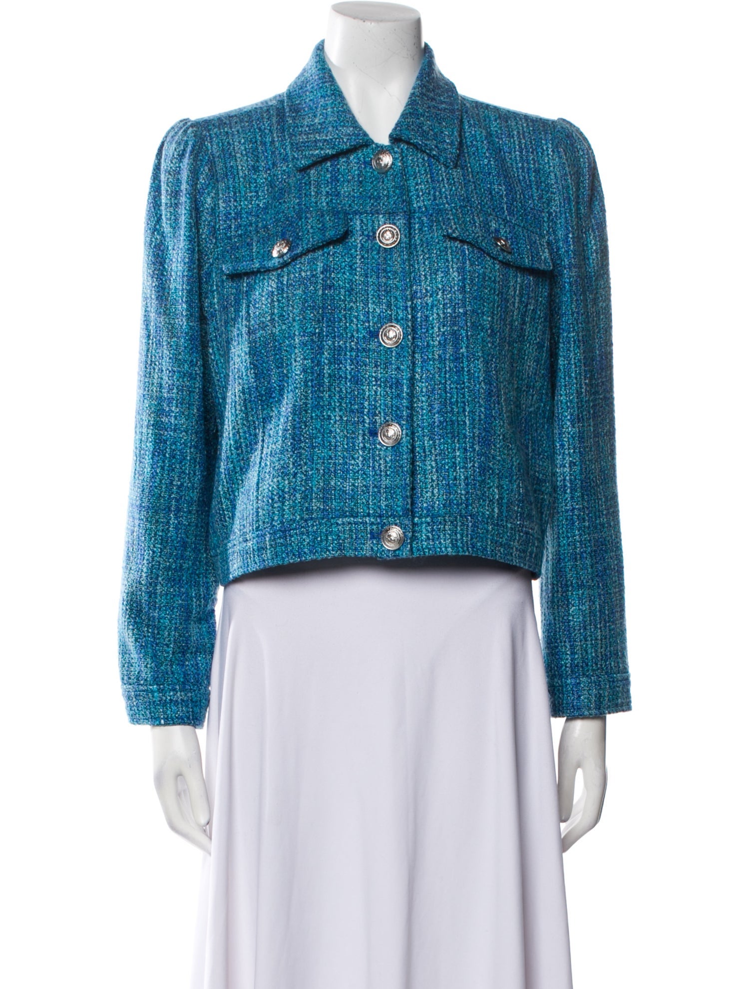 L'Agence Tweed Pattern Blazer - Blue Jackets, Clothing - WL3165966 ...