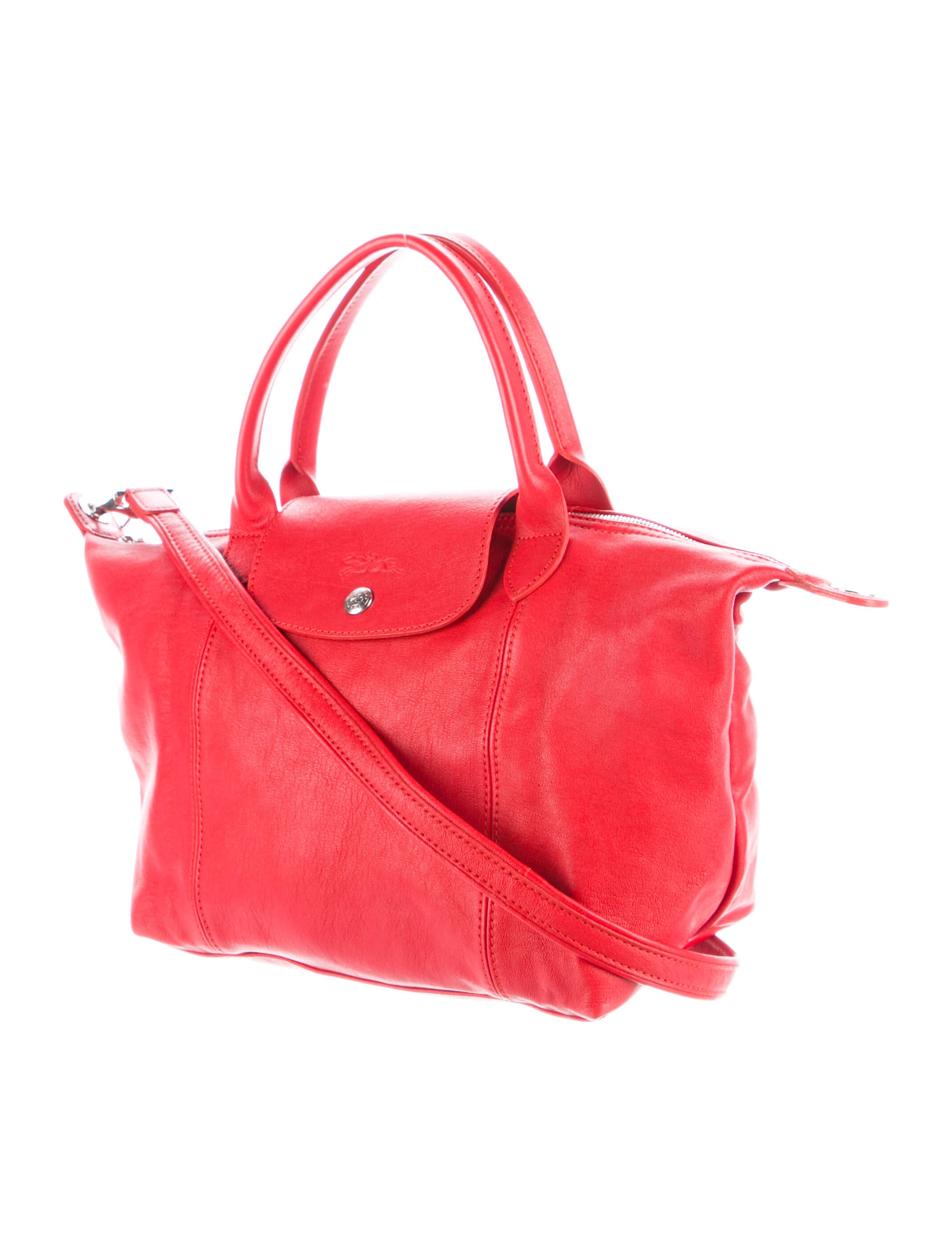 Longchamp Medium Leather Le Pilage - Red Handle Bags, Handbags ...