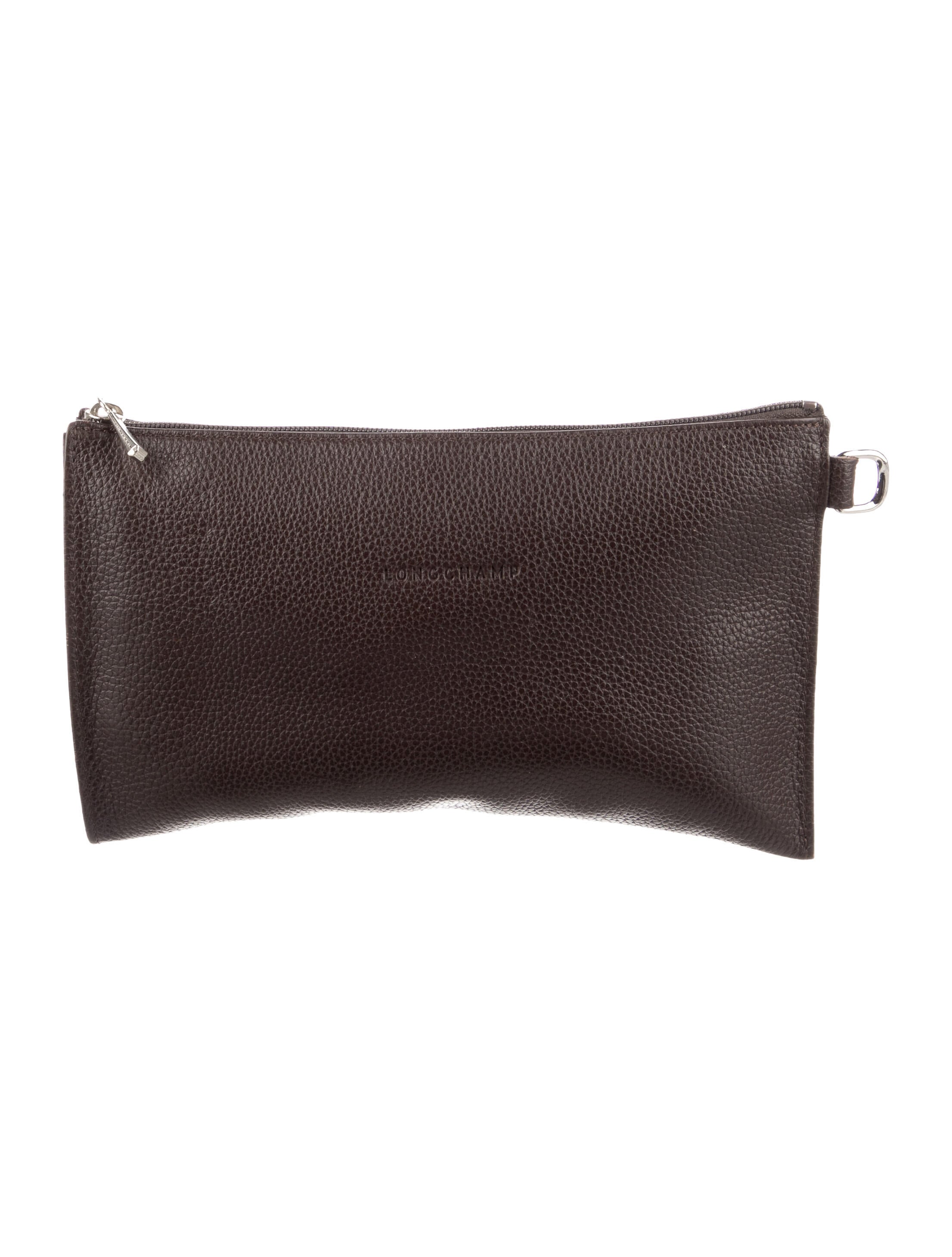 Longchamp Small Pebbled Leather Zip Pouch - Brown Clutches, Handbags ...