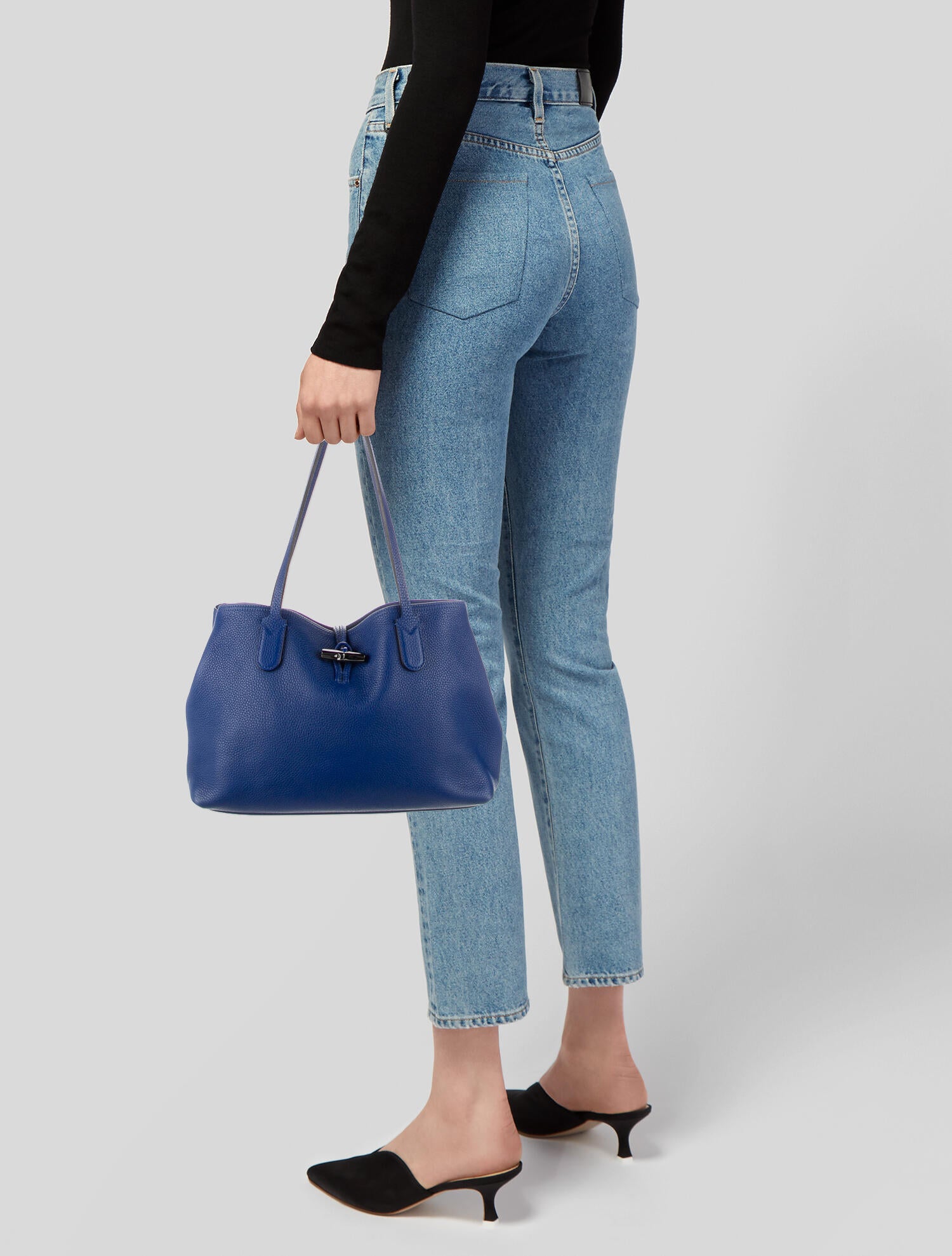 Longchamp Leather Roseau Essential Tote Bag - Blue Totes, Handbags ...