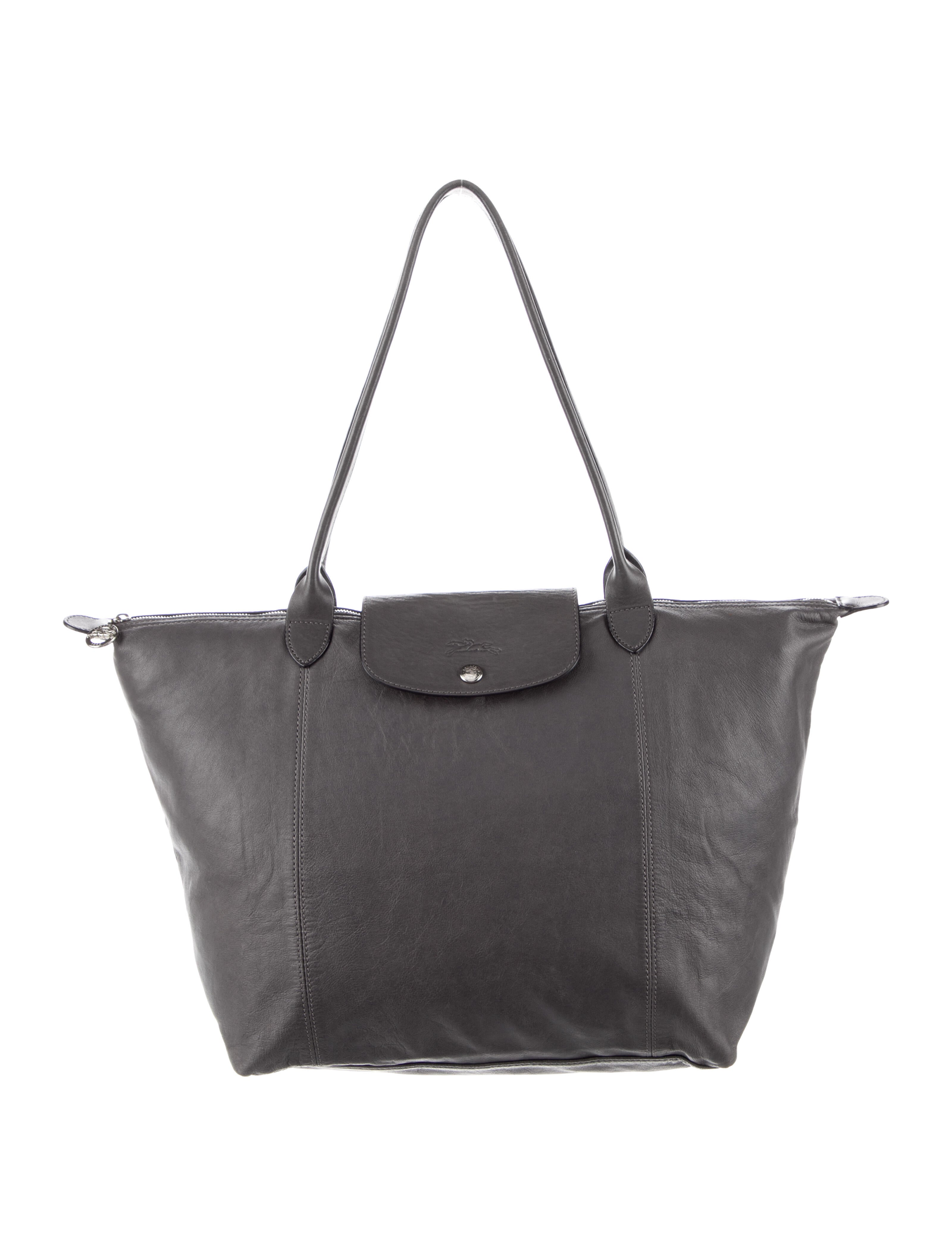Longchamp Leather Le Pliage Tote - Grey Totes, Handbags - WL861912 ...