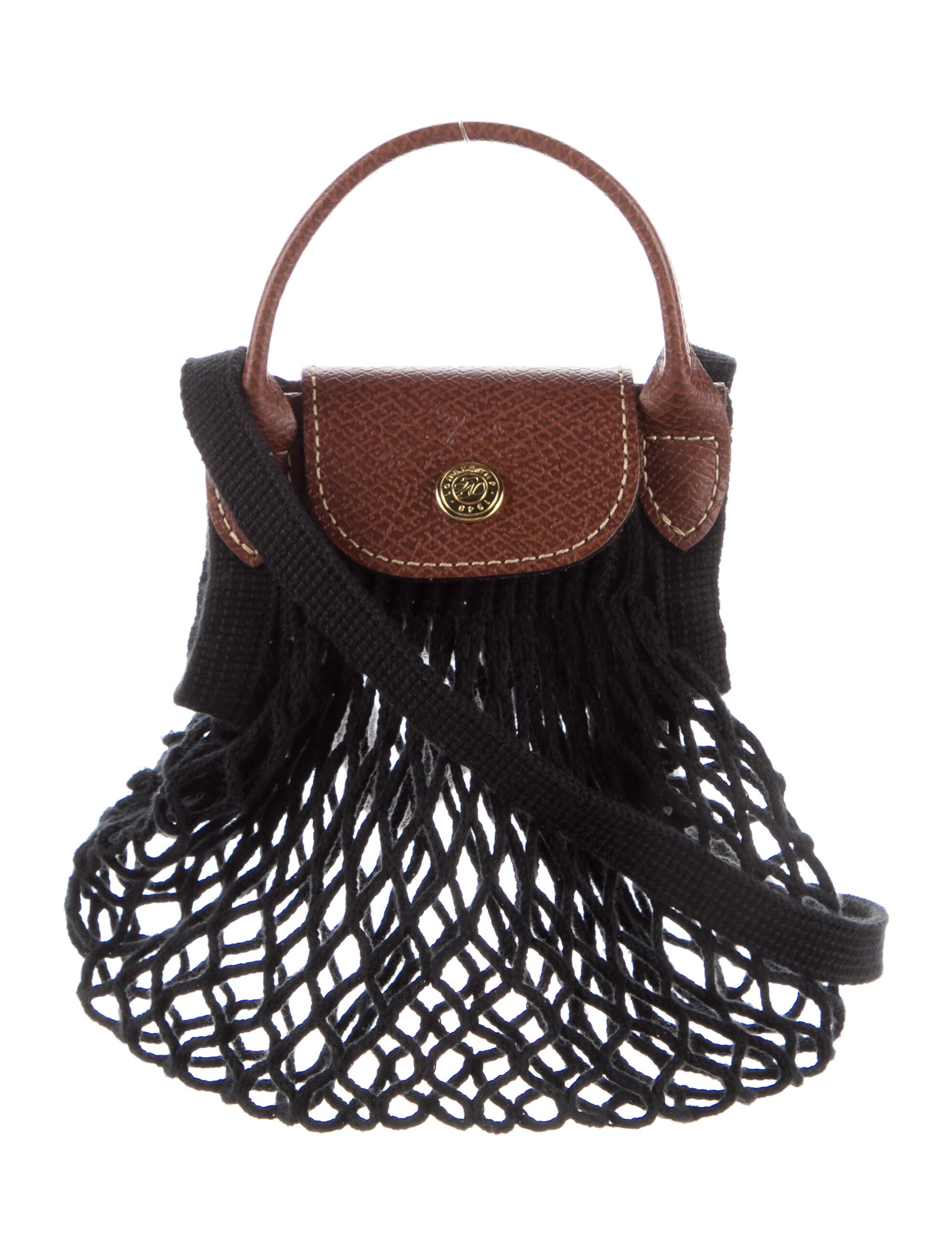 Longchamp Leather-Trimmed Crochet Mini Bag - Black Mini Bags, Handbags ...