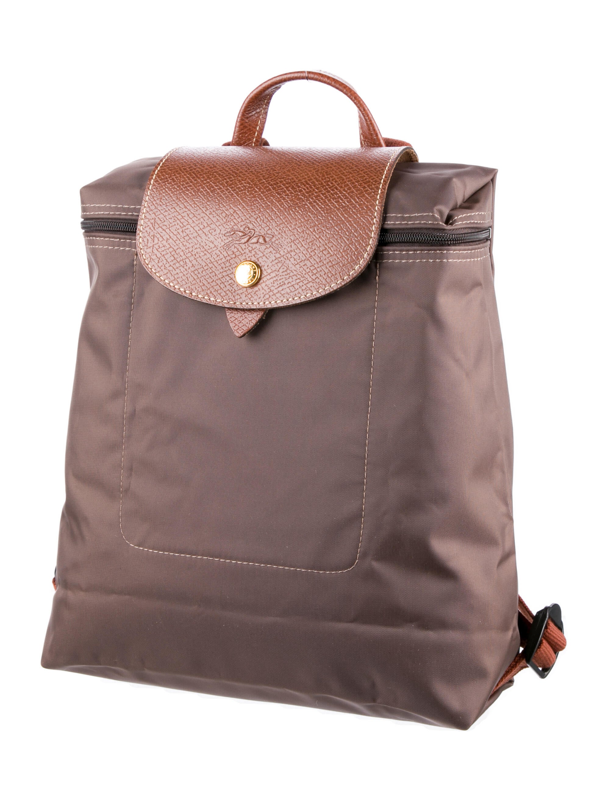 Longchamp Nylon Leather Trim Backpack - Brown Backpacks, Handbags ...
