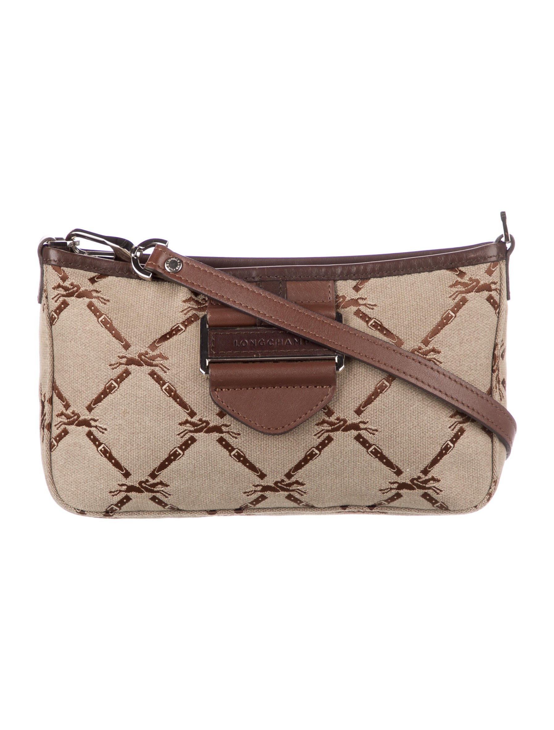 Longchamp Leather Trimmed Canvas Shoulder Bag - Brown Shoulder Bags ...