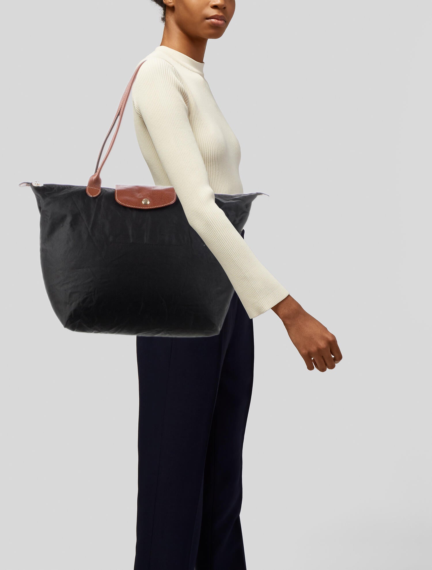 Longchamp Nylon Le Pliage Tote Bag - Black Totes, Handbags - WL859758 ...