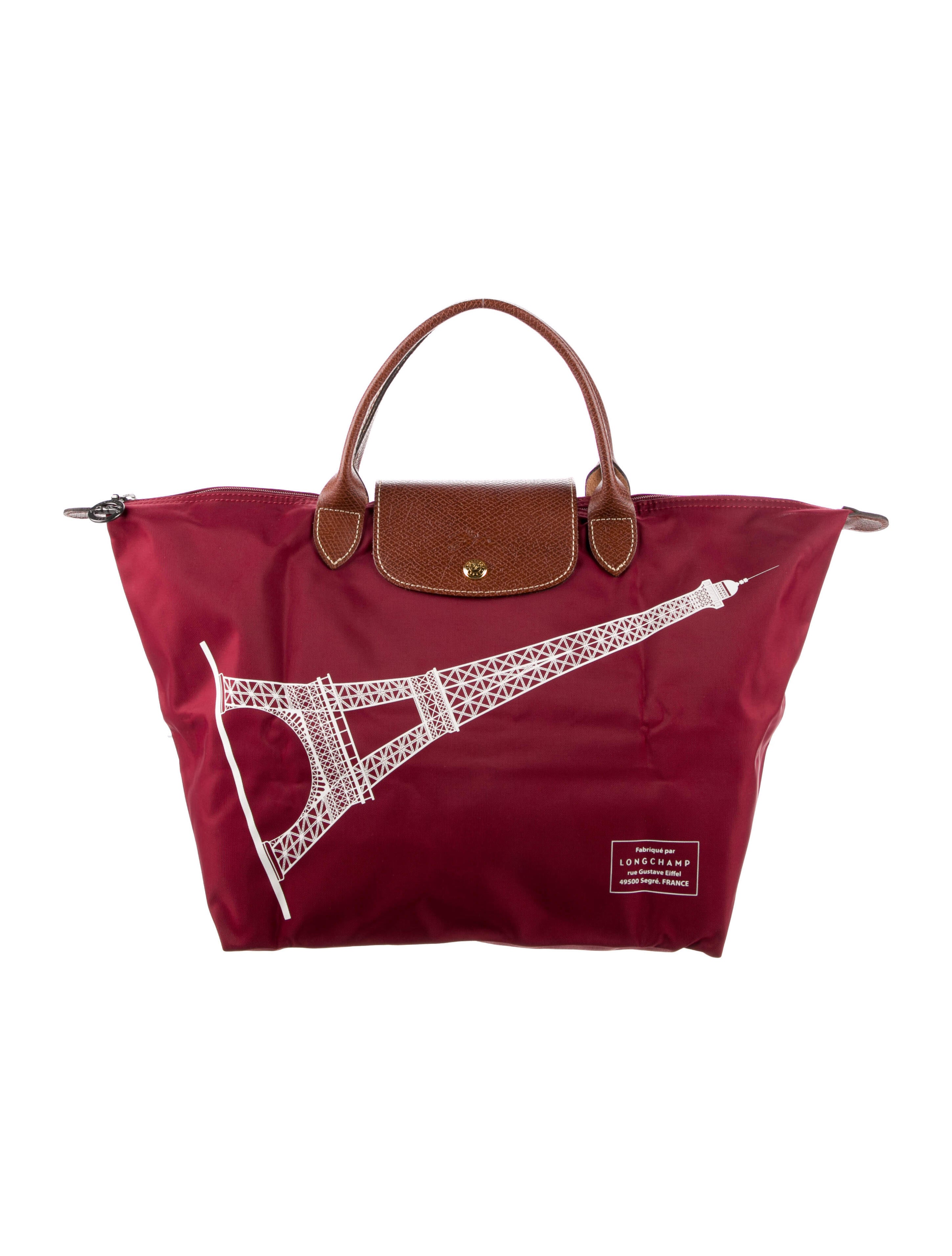 Longchamp Nylon Eiffel Tower Tote Bag - Burgundy Totes, Handbags ...