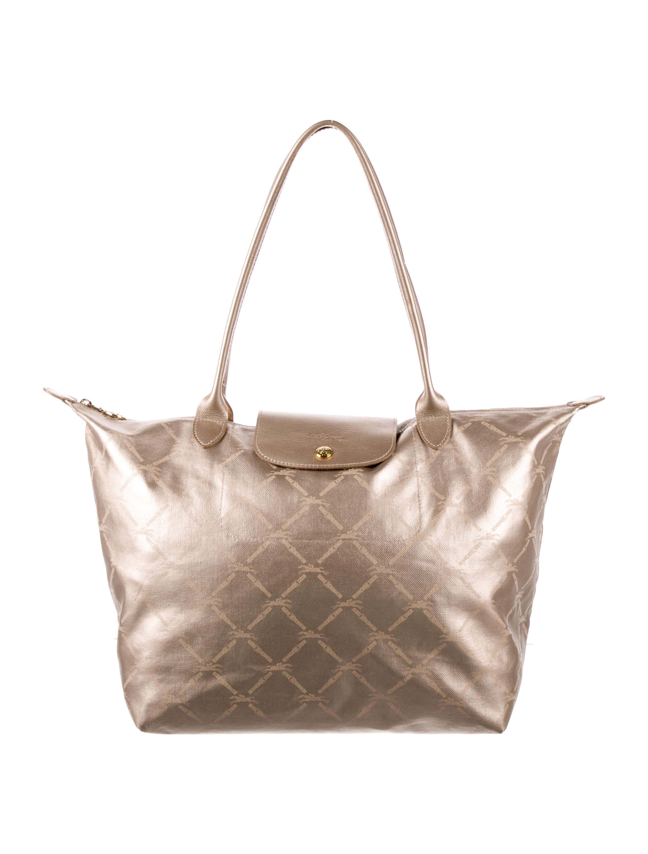 Longchamp Logo Coated Canvas Tote - Metallic Totes, Handbags - WL864551 ...
