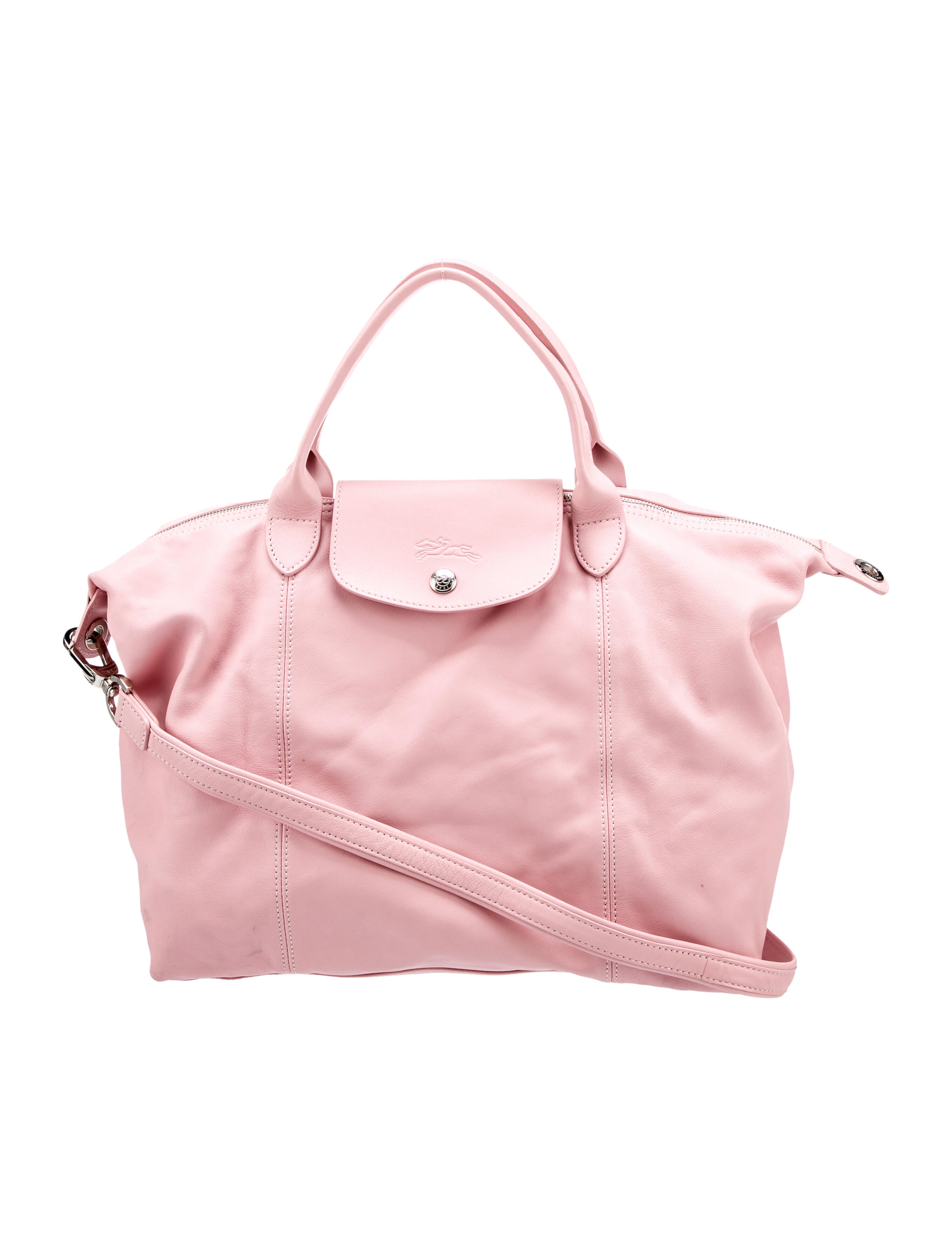 Longchamp Le Pliage Leather Tote Bag - Pink Totes, Handbags - WL867114 ...
