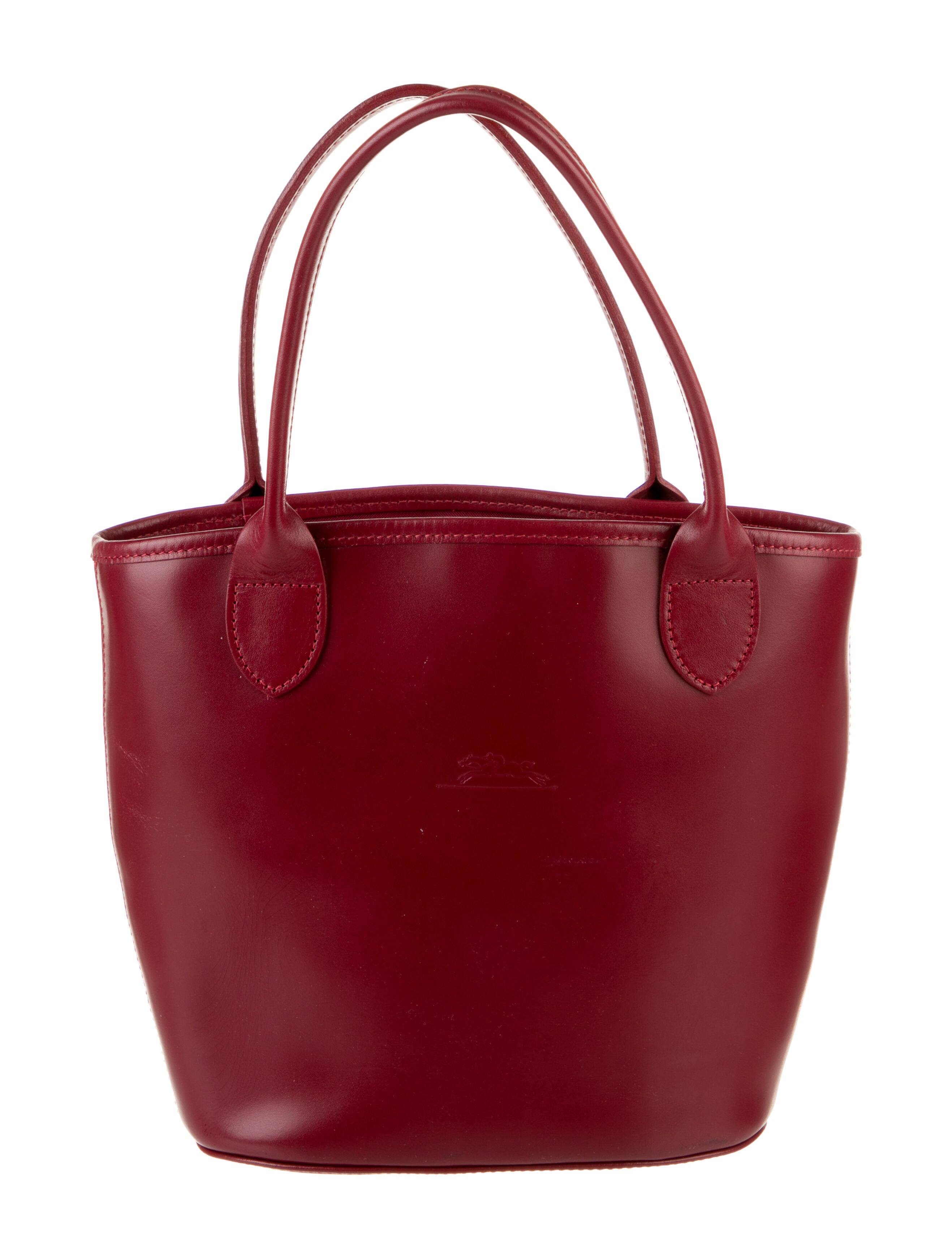 Longchamp Smooth Leather Handle Bag - Burgundy Handle Bags, Handbags ...