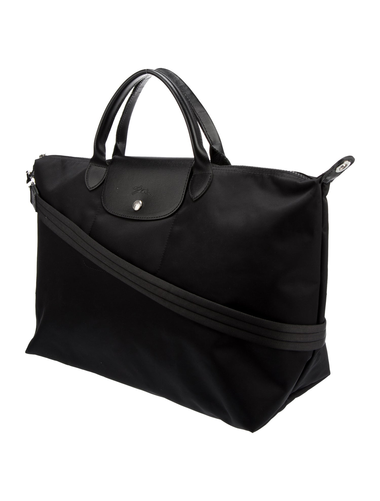 Longchamp Nylon Leather-Trimmed Suitcase - Black Luggage and Travel ...