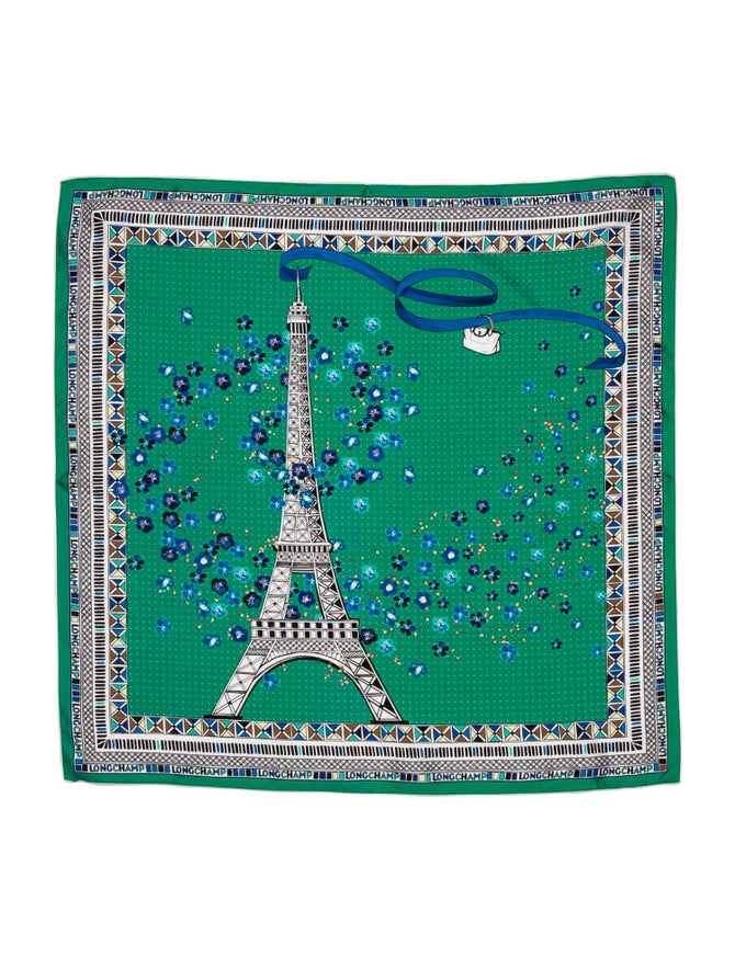 Longchamp Silk Printed Scarf - Green Scarves and Shawls, Accessories ...