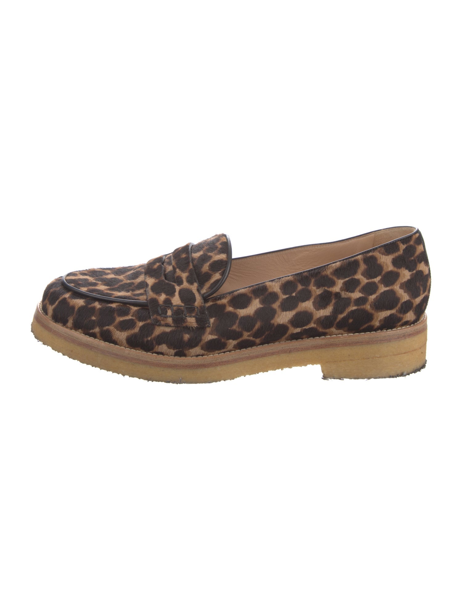 Longchamp Calf Hair Animal Print Loafers - Brown Flats, Shoes ...