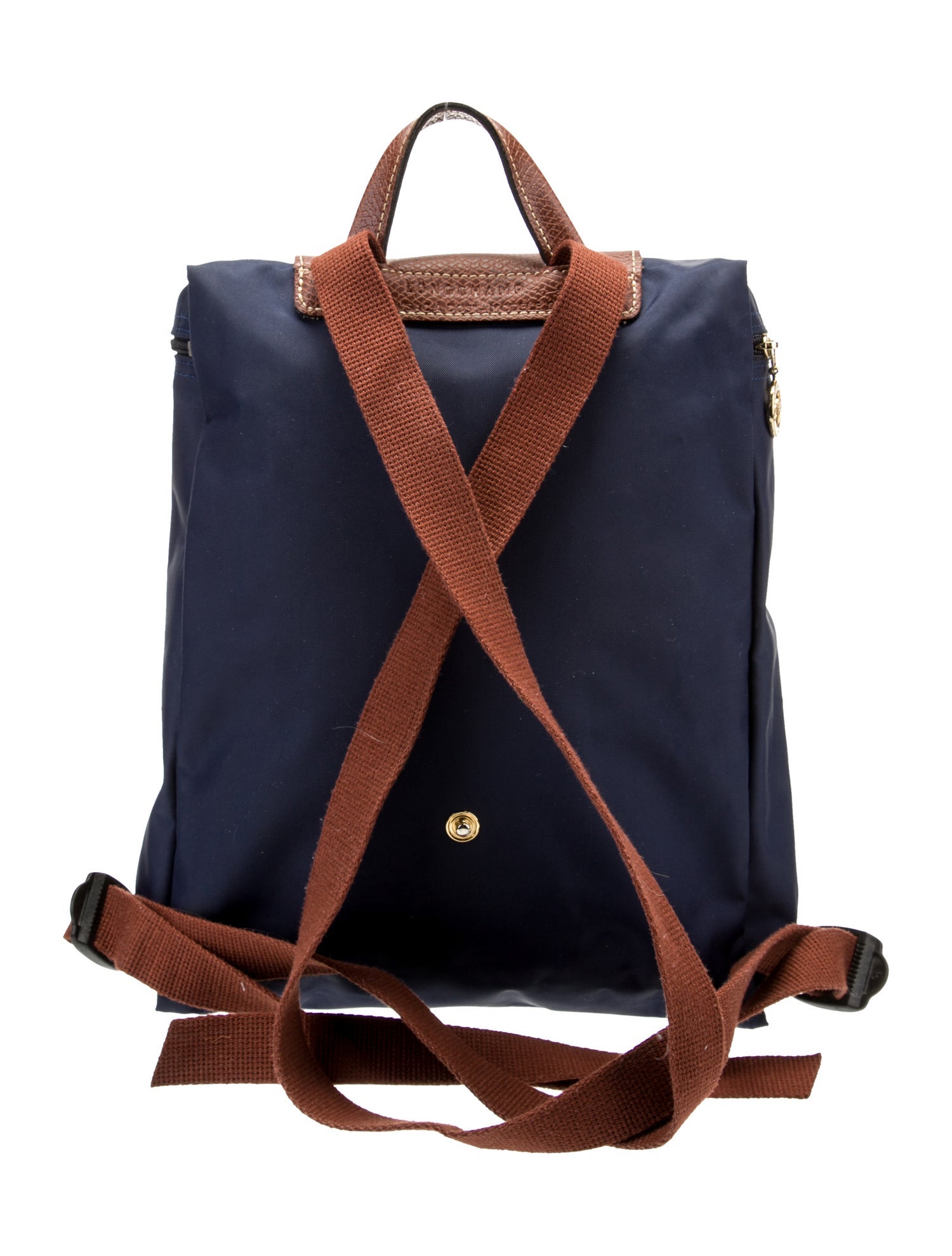 Longchamp Leather Trimmed Nylon Backpack - Blue Backpacks, Handbags ...