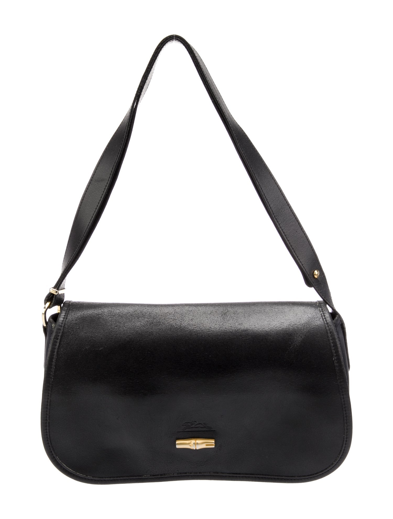 Longchamp Vintage Leather Messenger Bag - Black Shoulder Bags, Handbags ...