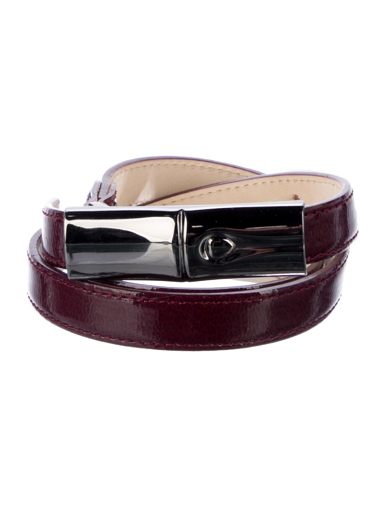 Longchamp Skinny Patent Leather Belt - Burgundy Belts, Accessories ...