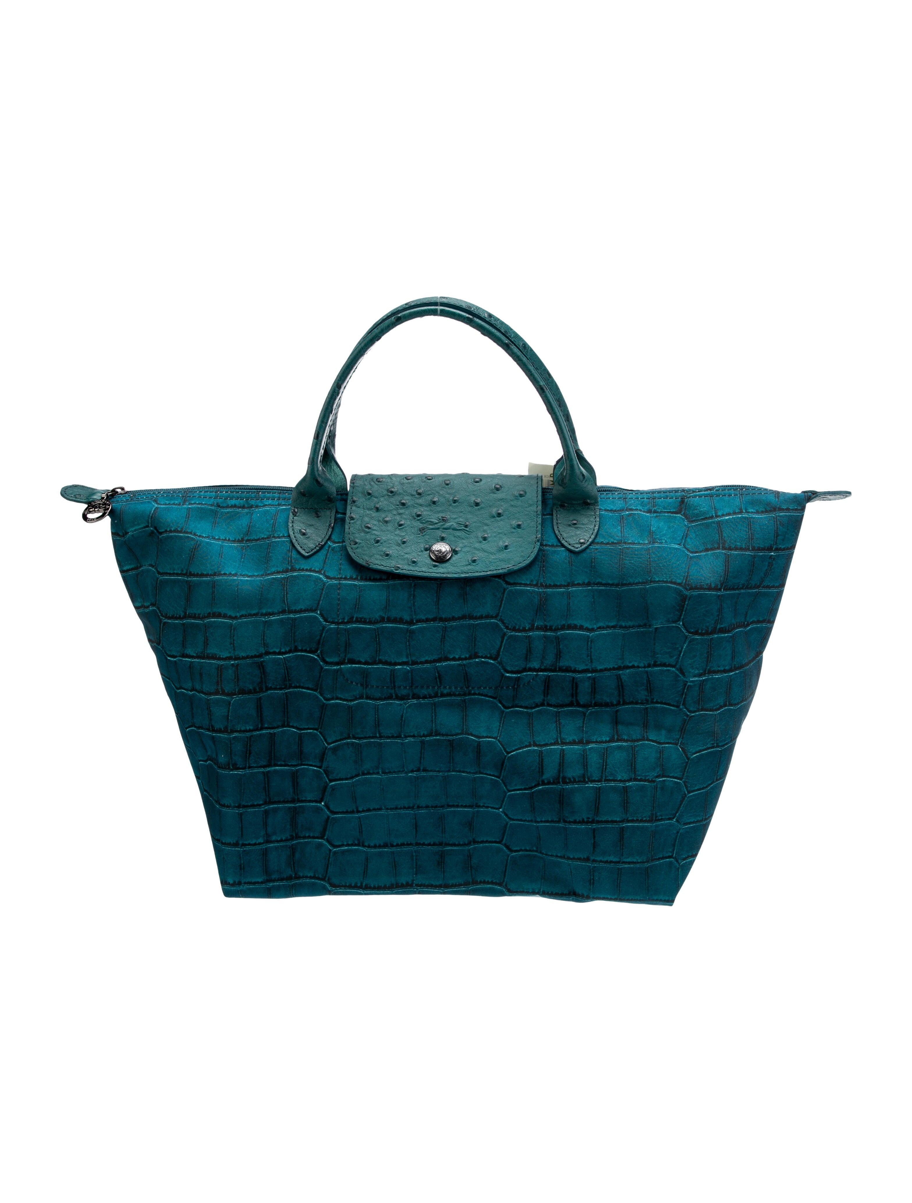 Longchamp Crocodile Print Le Pliage Tote w/Tags - Blue Totes, Handbags ...