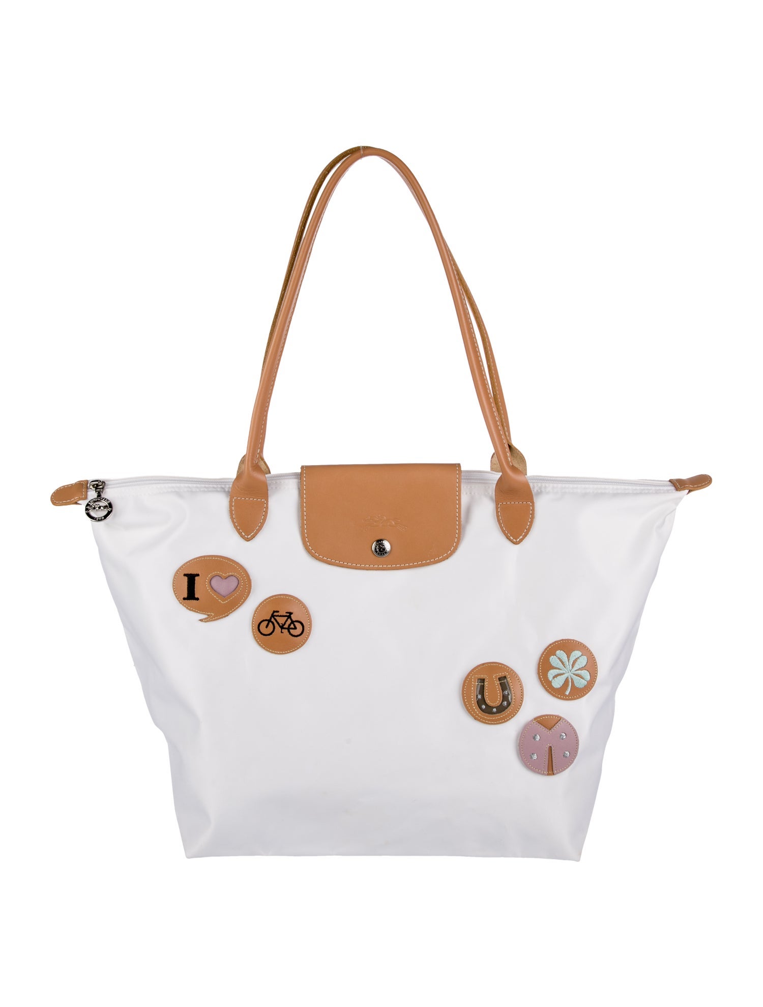 Longchamp Small Embroidered Le Pliage Tote Bag - Pink Totes, Handbags ...