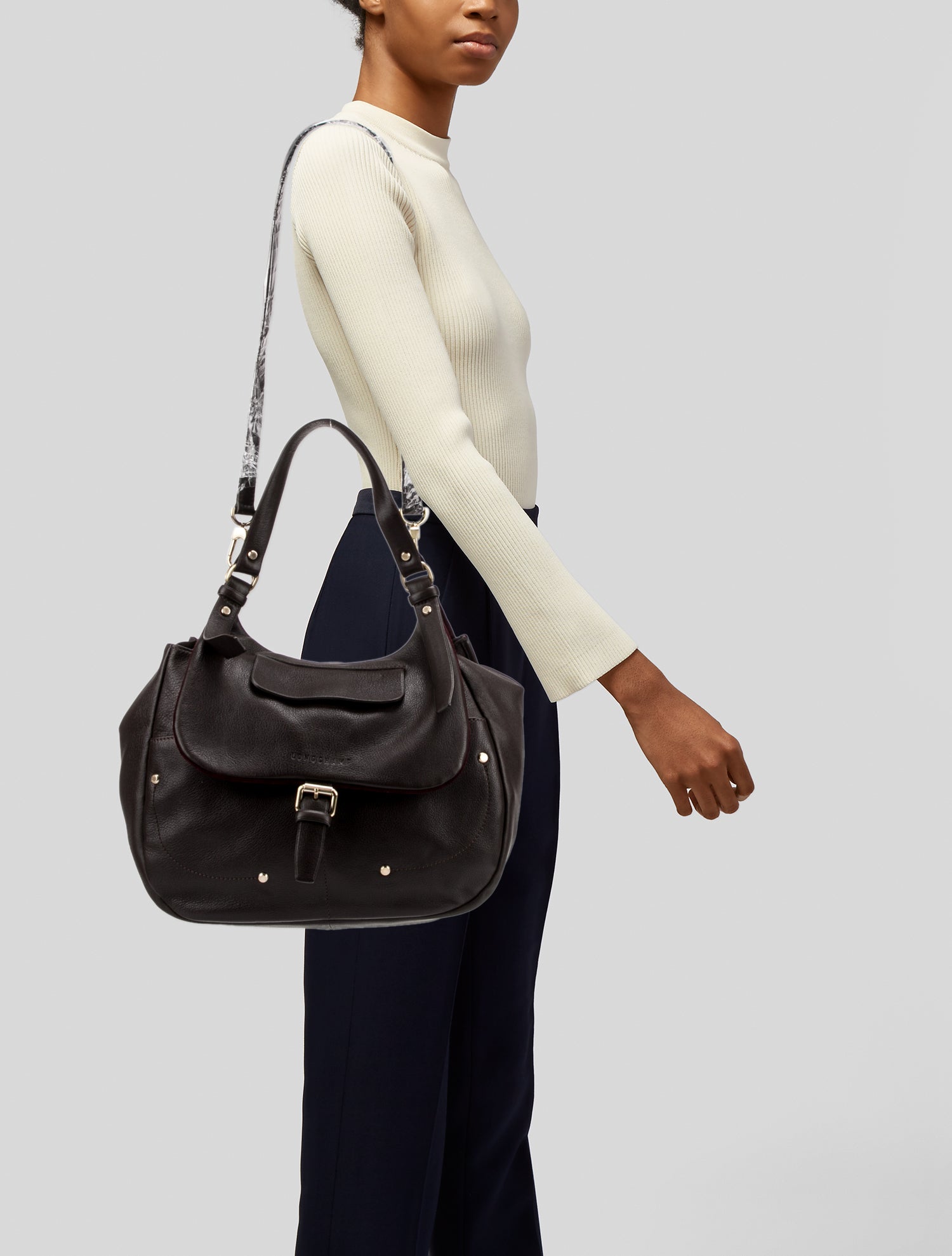 Longchamp Leather Shoulder Bag - Black Shoulder Bags, Handbags ...
