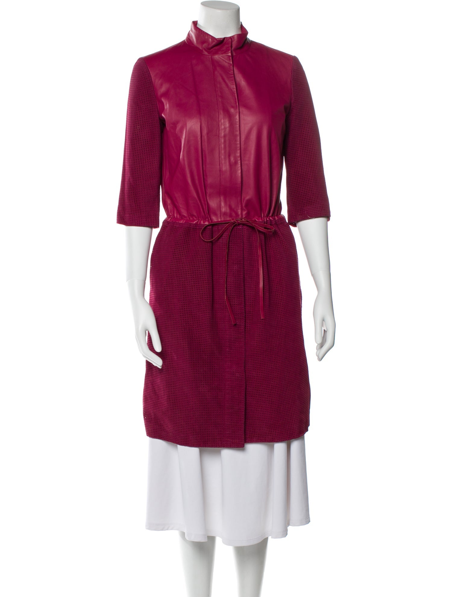 Longchamp Lamb Leather Coat w/ Tags - Burgundy Coats, Clothing ...