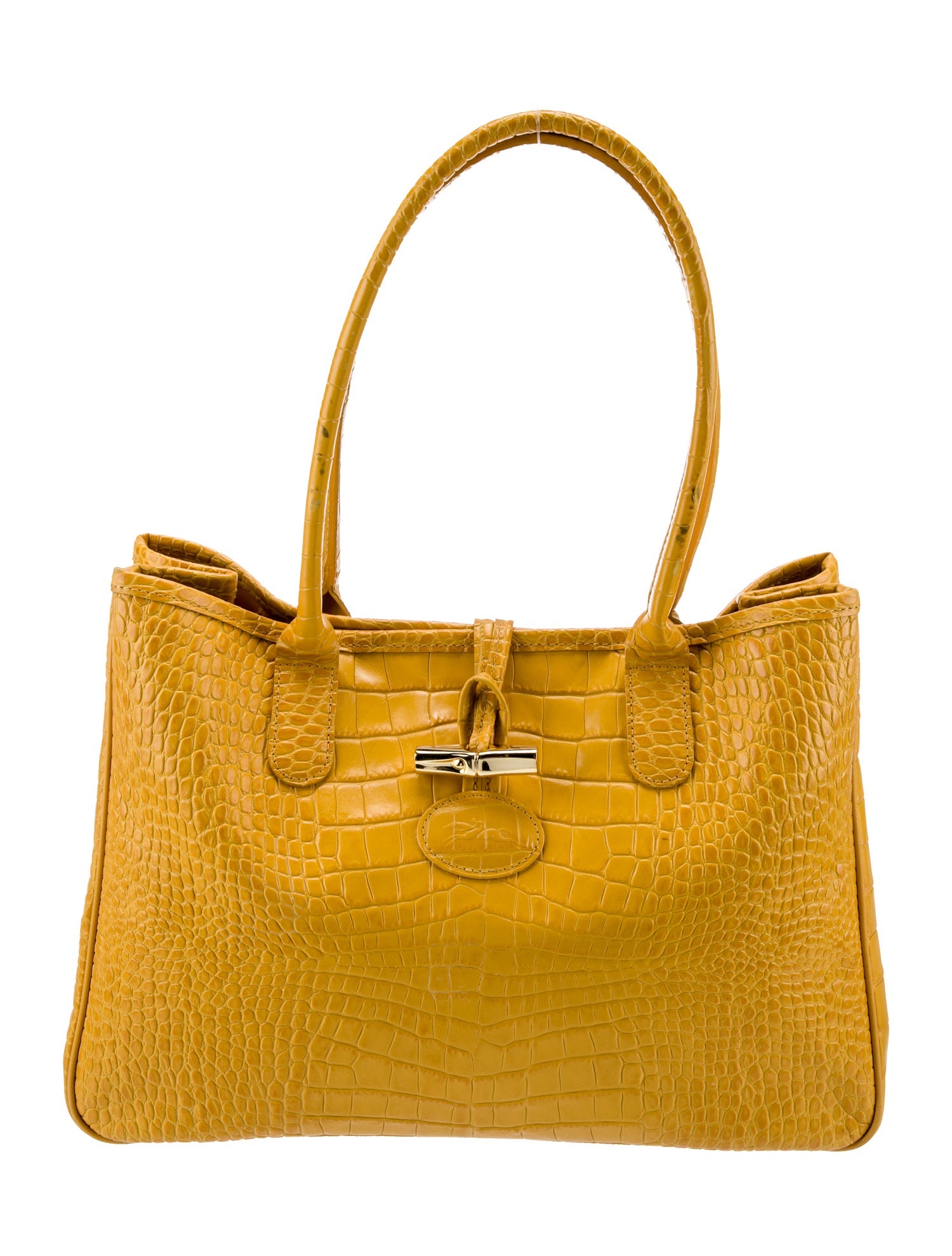 Longchamp Embossed Leather Tote - Yellow Totes, Handbags - WL873313 ...