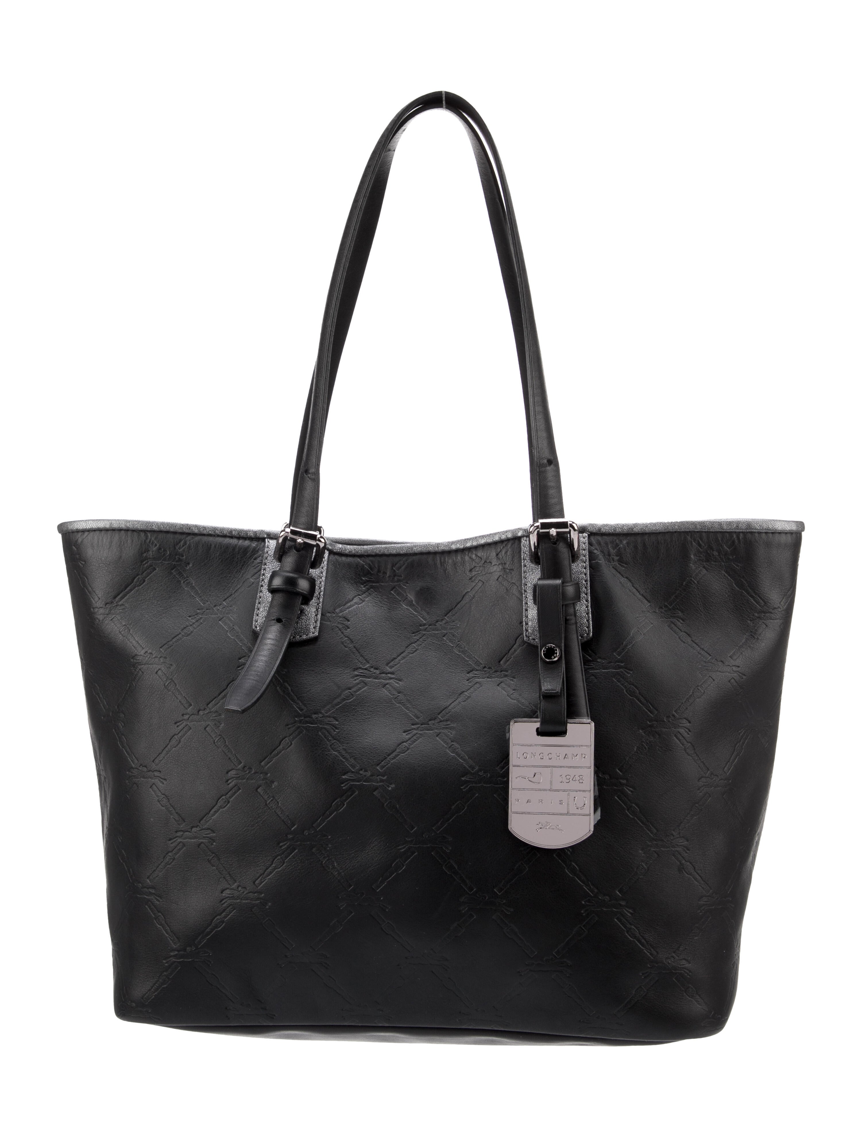 Longchamp Monogram Leather Tote Bag - Black Totes, Handbags - WL873577 ...