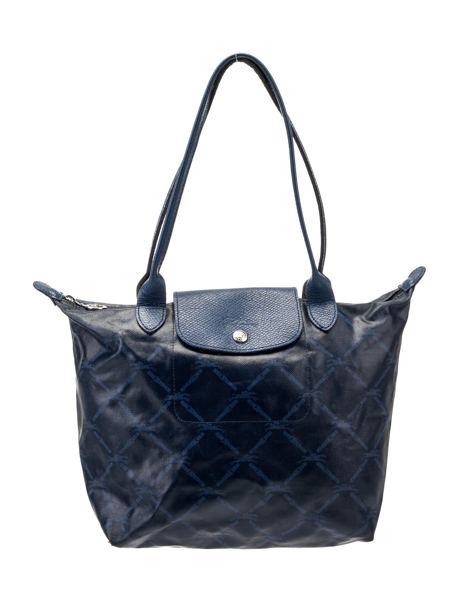 Longchamp Coated Canvas Le Pliage Tote - Blue Totes, Handbags ...