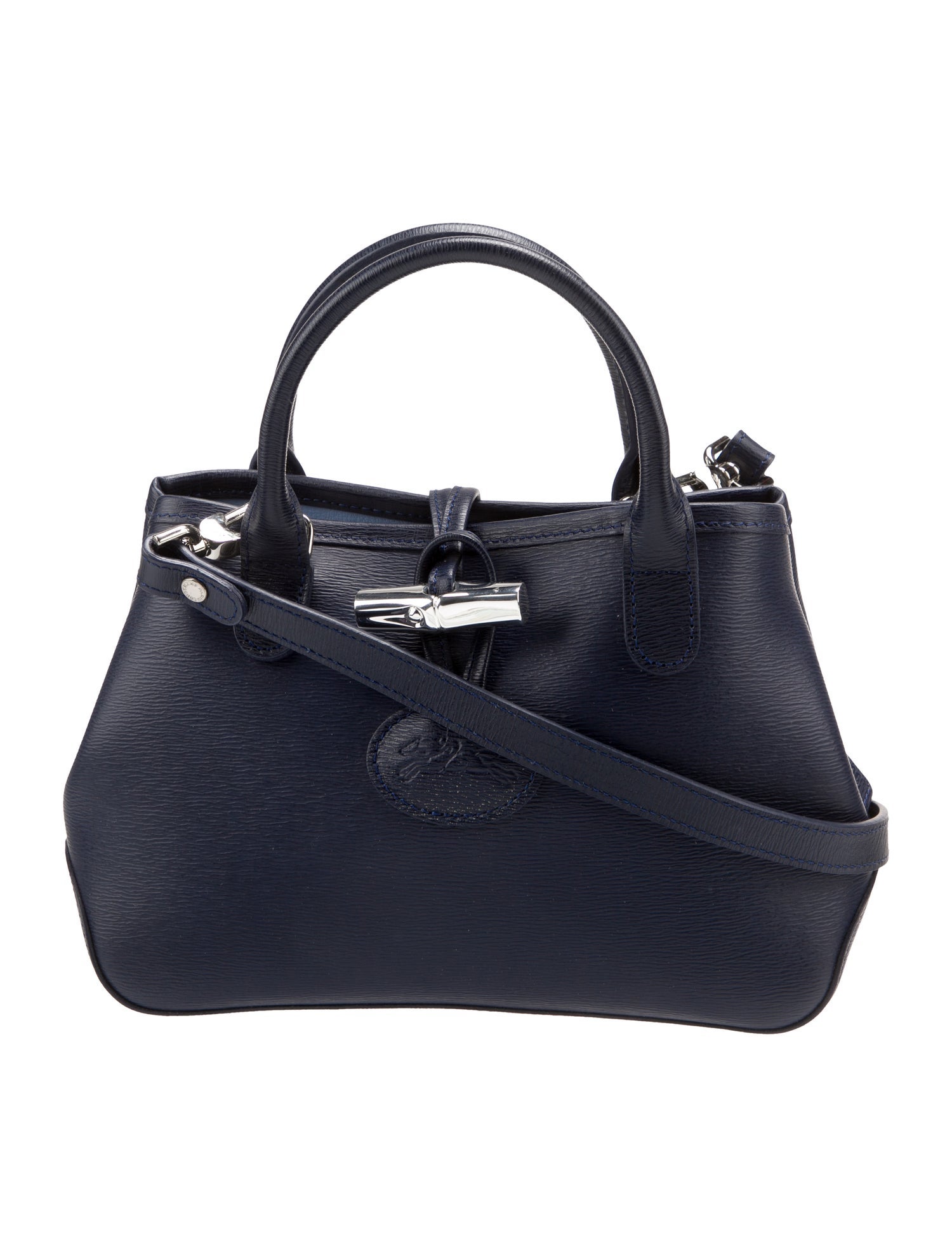 Longchamp Solid Leather Handle Bag - Blue Handle Bags, Handbags ...