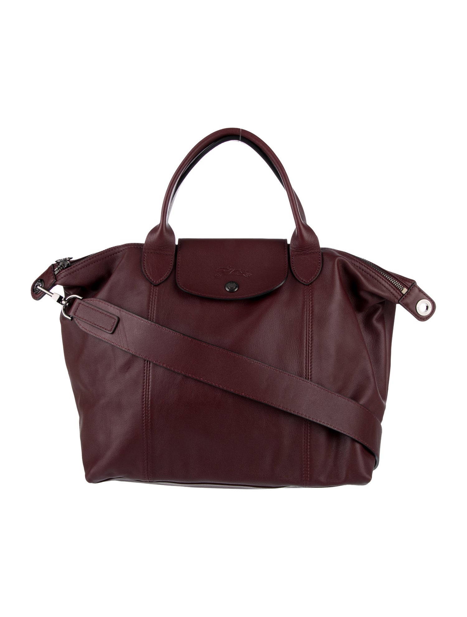 Longchamp Leather Top Handle Bag - Burgundy Handle Bags, Handbags ...