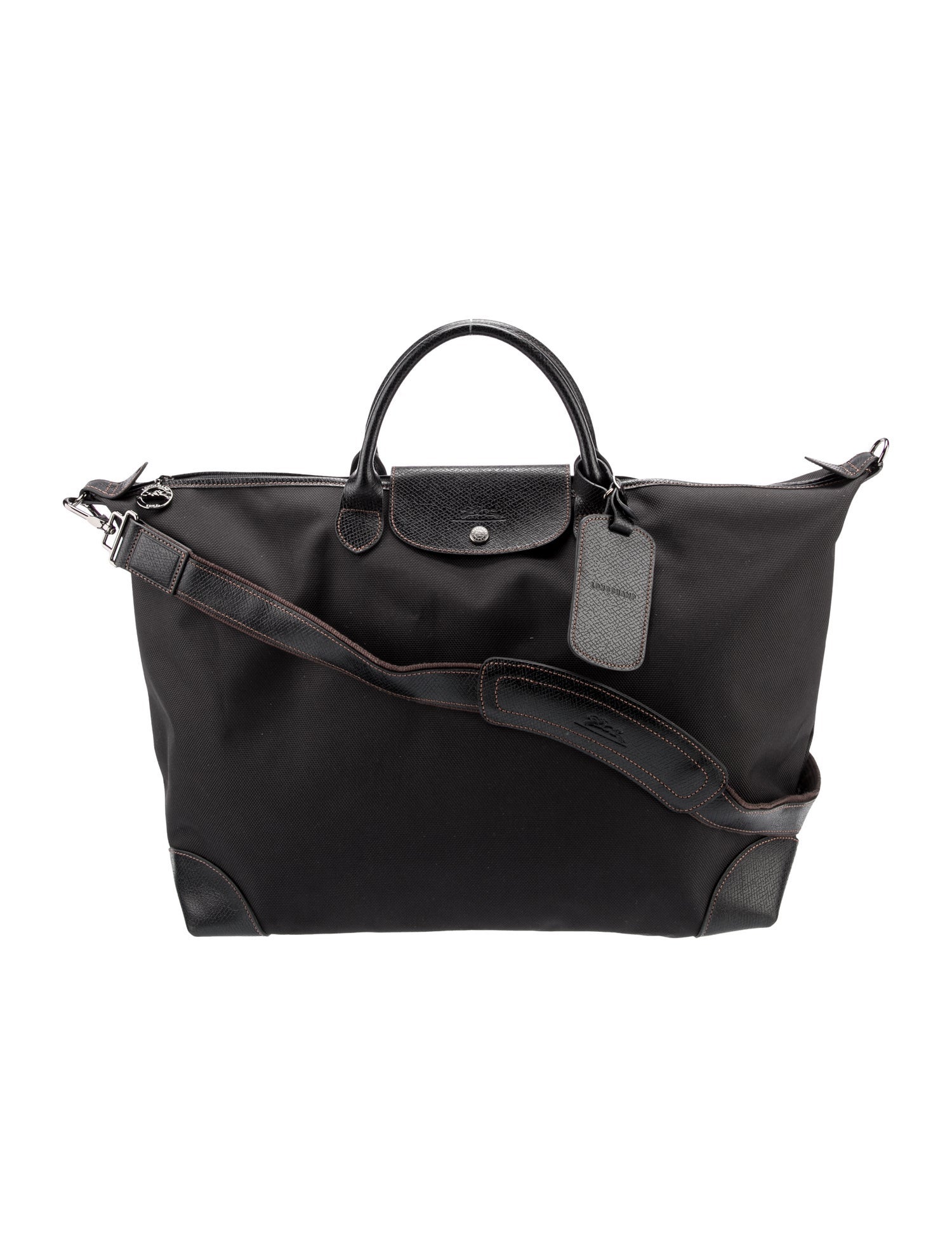 Longchamp Nylon Leather-Trimmed Luggage Bag - Black Luggage and Travel ...