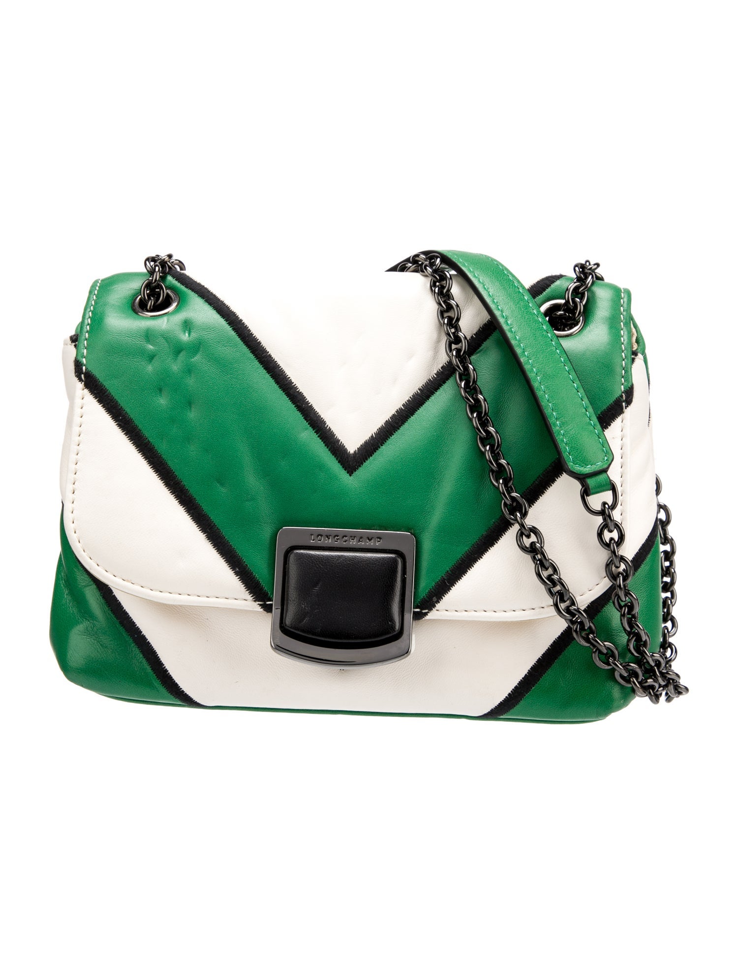 Longchamp Leather Shoulder Bag - Green Shoulder Bags, Handbags ...