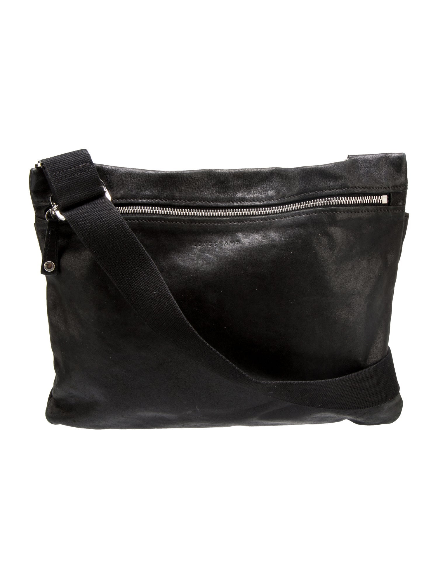 Longchamp Leather Messenger Bag - Black Crossbody Bags, Handbags ...