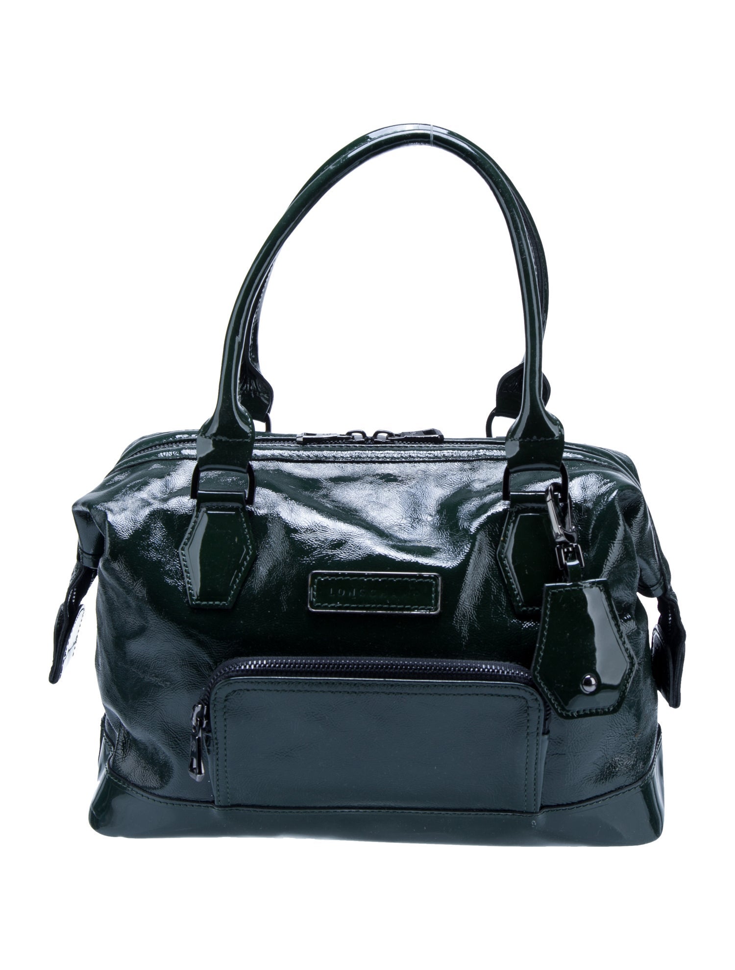 Longchamp Patent Leather Top Handle Bag - Green Handle Bags, Handbags ...