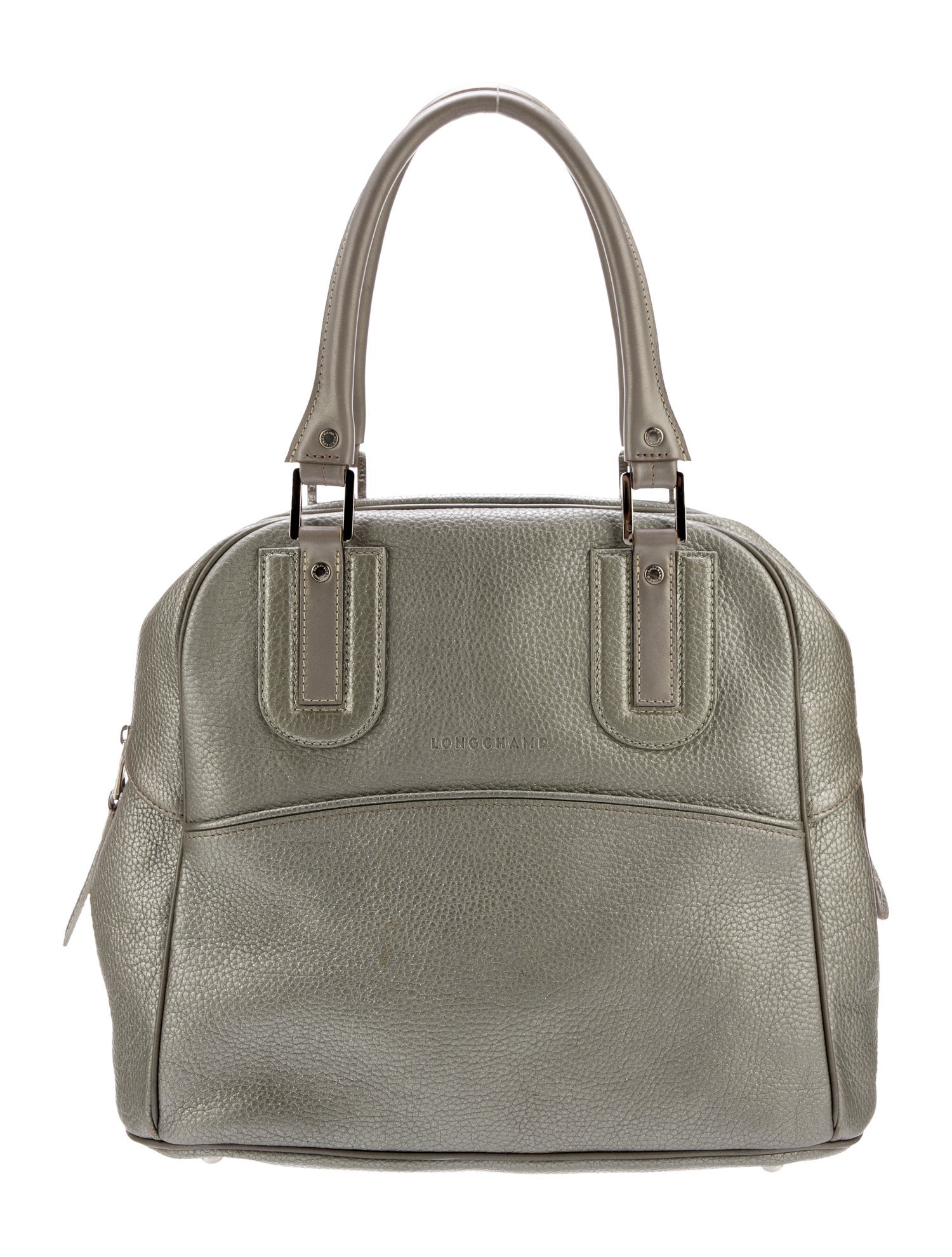Longchamp Leather Shoulder Bag - Grey Shoulder Bags, Handbags ...
