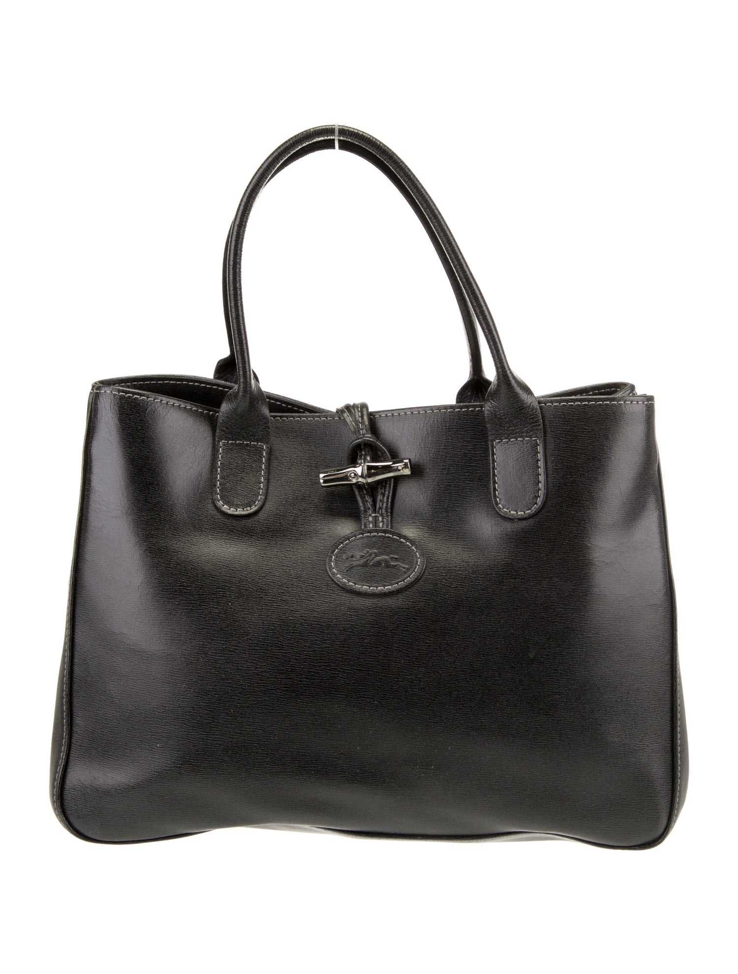 Longchamp Leather Top Handle Bag - Black Handle Bags, Handbags ...