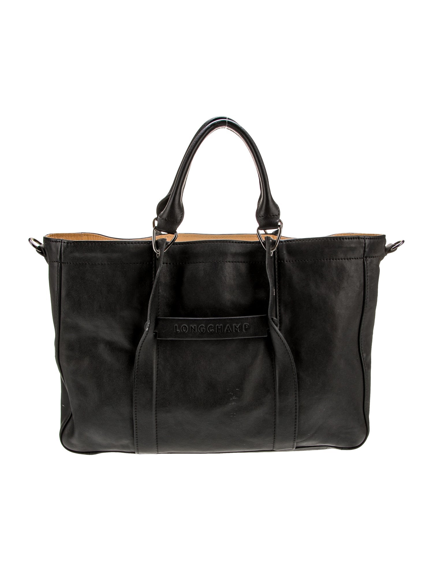 Longchamp Leather Top Handle Bag - Black Handle Bags, Handbags ...