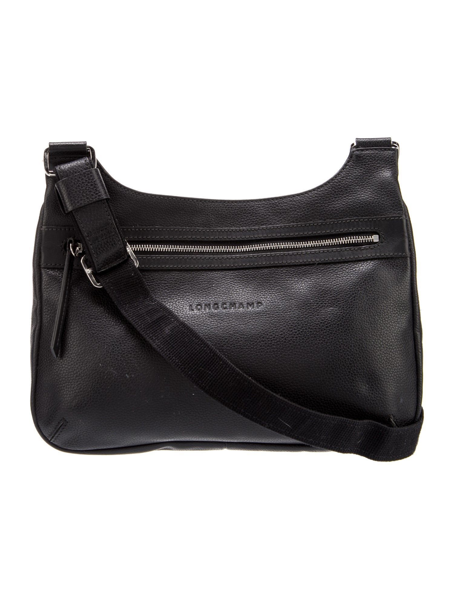 Longchamp Leather Messenger Bag - Black Crossbody Bags, Handbags ...