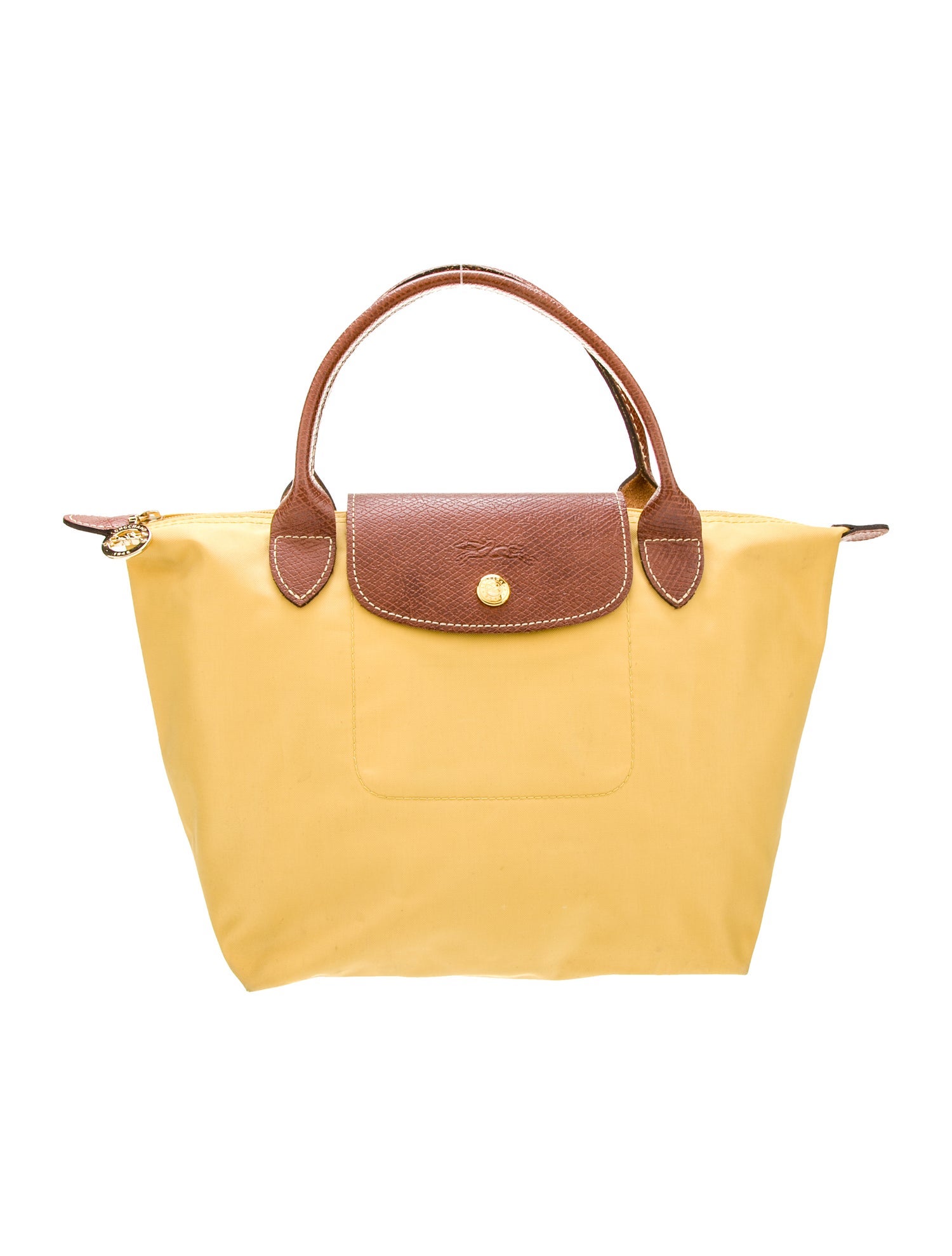 Longchamp Nylon Top Handle Bag - Yellow Handle Bags, Handbags ...