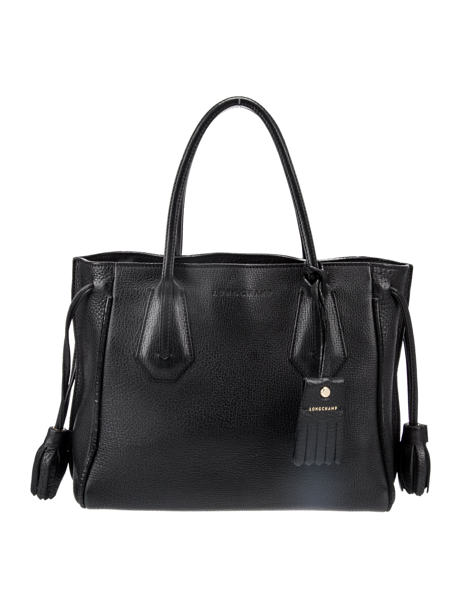 Longchamp Leather Top Handle Bag - Black Handle Bags, Handbags ...
