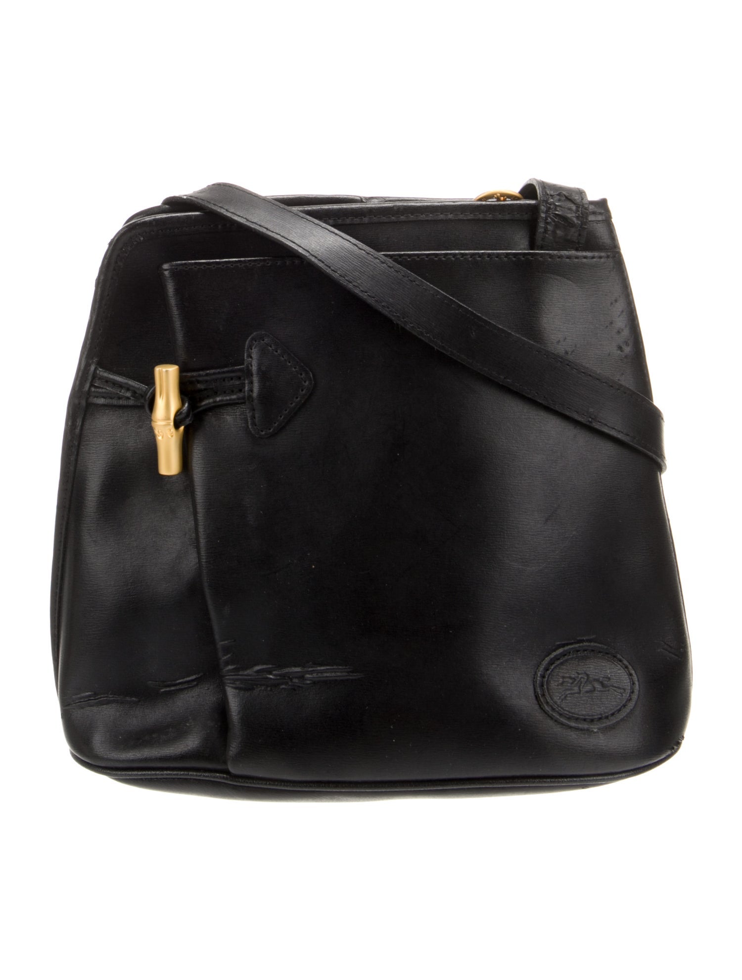 Longchamp Leather Messenger Bag - Black Crossbody Bags, Handbags ...
