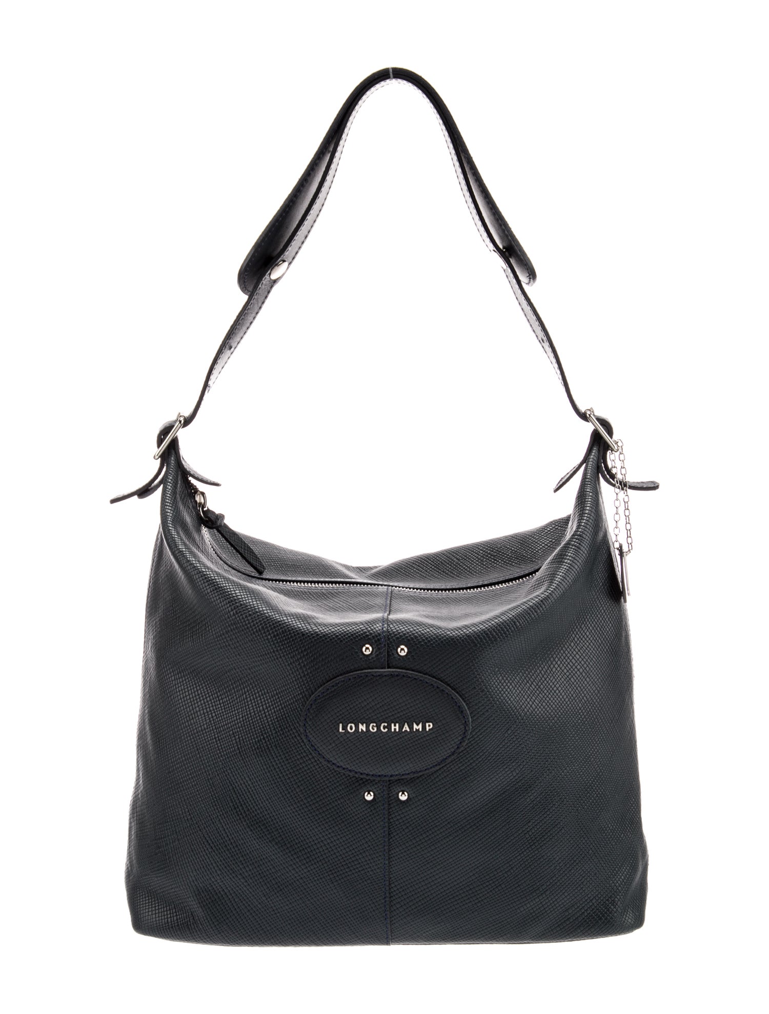 Longchamp Embossed Leather Shoulder Bag - Blue Shoulder Bags, Handbags ...