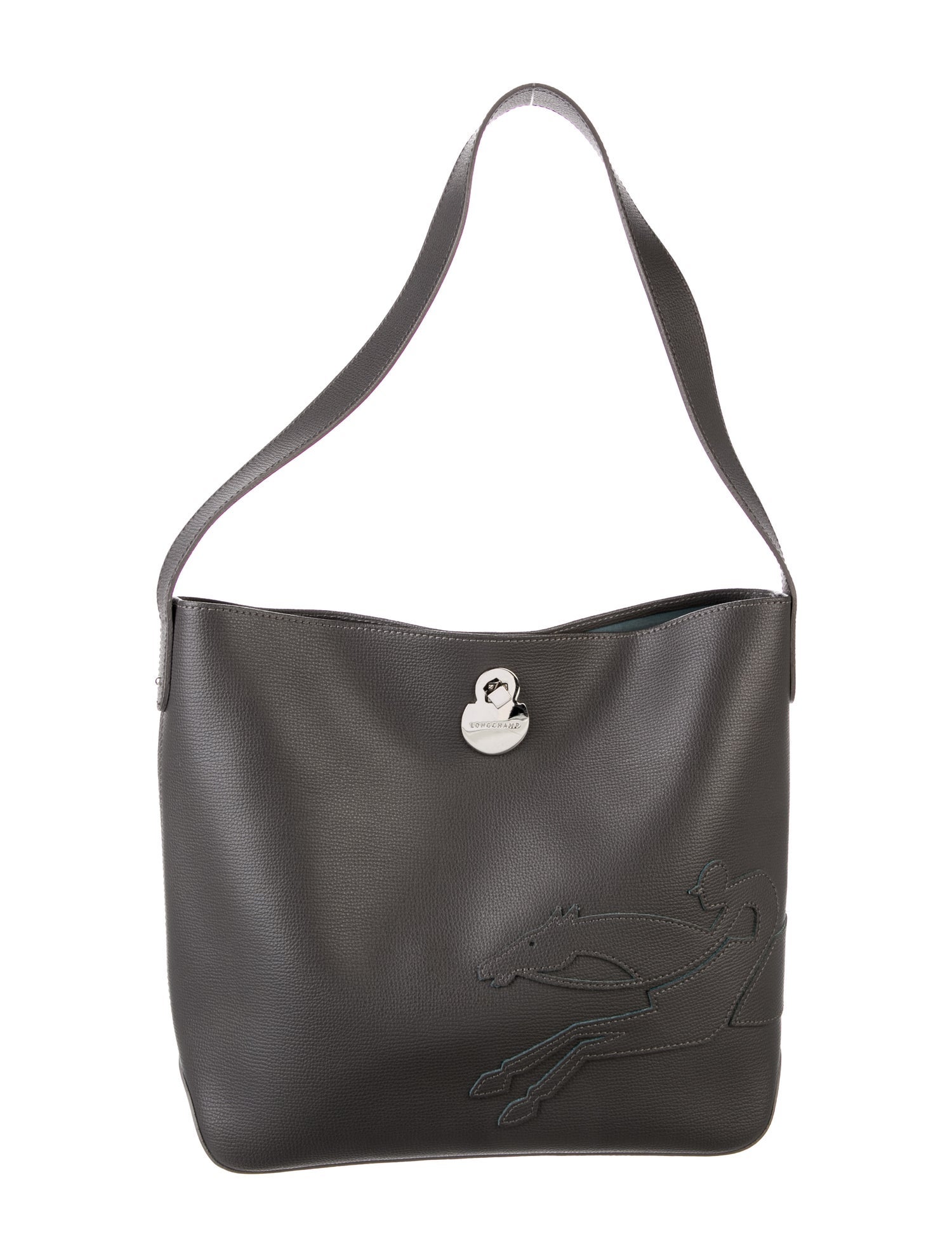 Longchamp Leather Shoulder Bag - Grey Shoulder Bags, Handbags ...