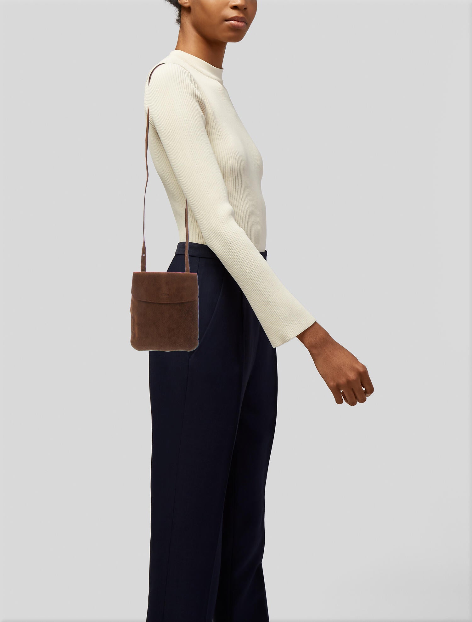 Longchamp Suede Messenger Bag - Brown Crossbody Bags, Handbags ...