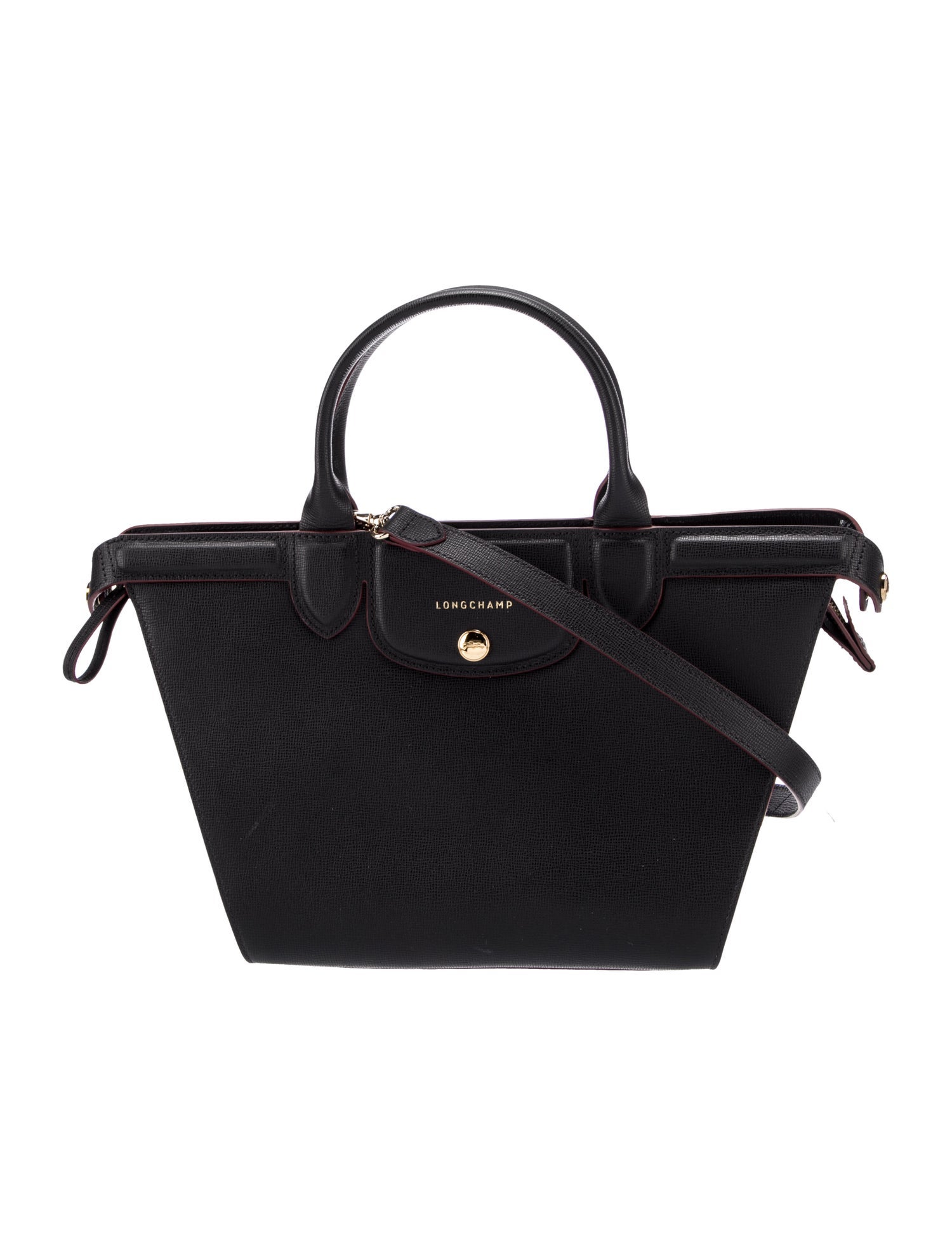 Longchamp Leather Top Handle Bag - Black Handle Bags, Handbags ...